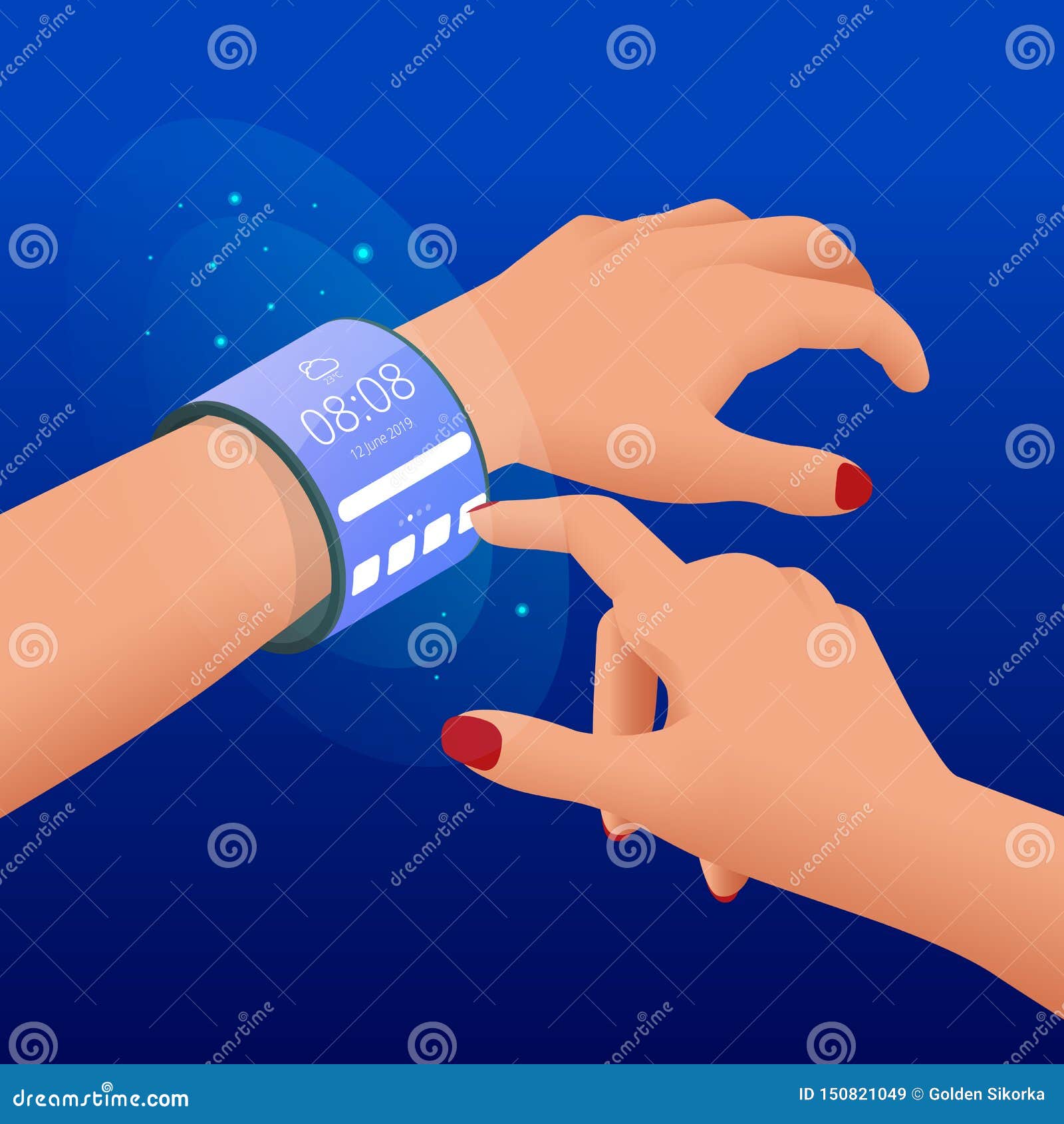 Isometric A Flexible Display Is An Electronic Visual Display. Set Of ...