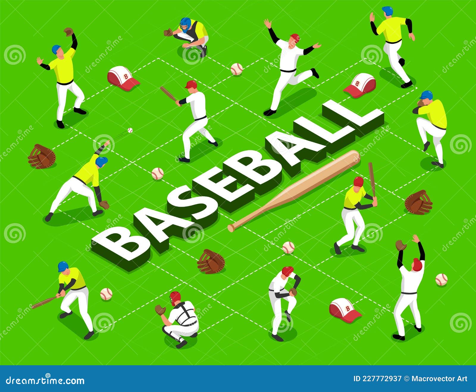 Isometric Baseball Flowchart Stock Vector - Illustration of flowchart ...