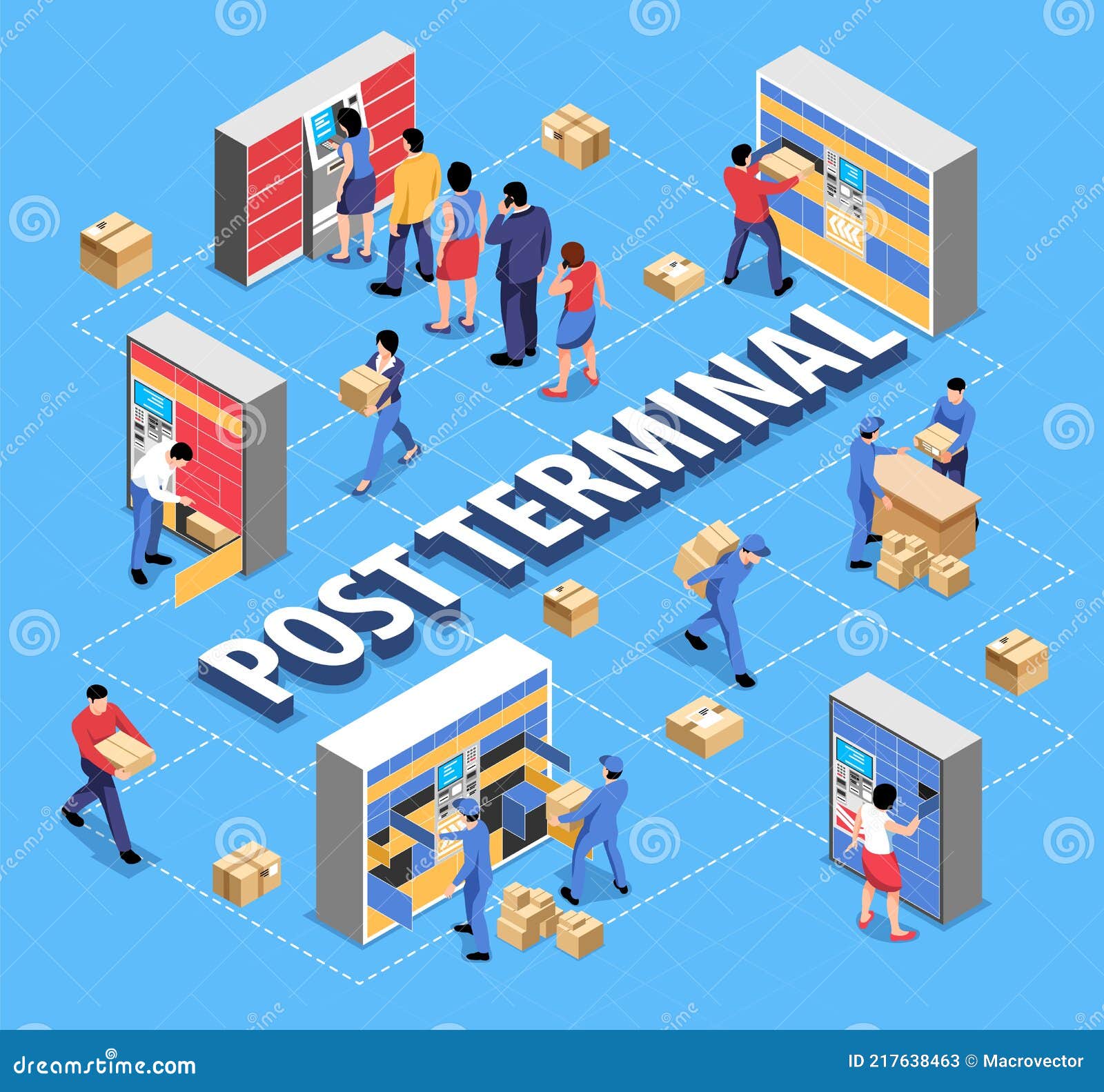 Post Terminal Isometric Flowchart Stock Vector - Illustration of ...