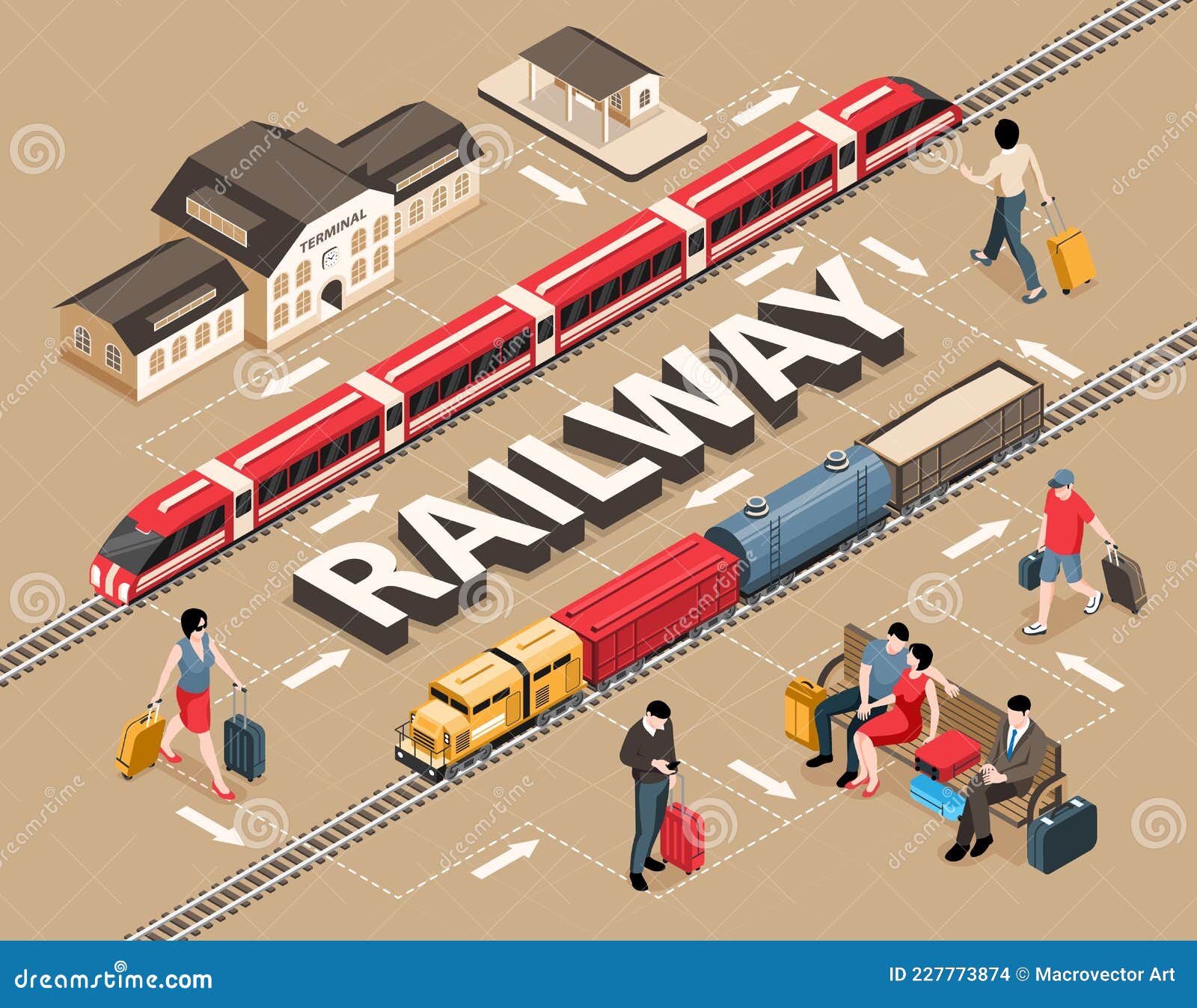 Isometric Railway Flowchart Stock Vector - Illustration of presentation ...