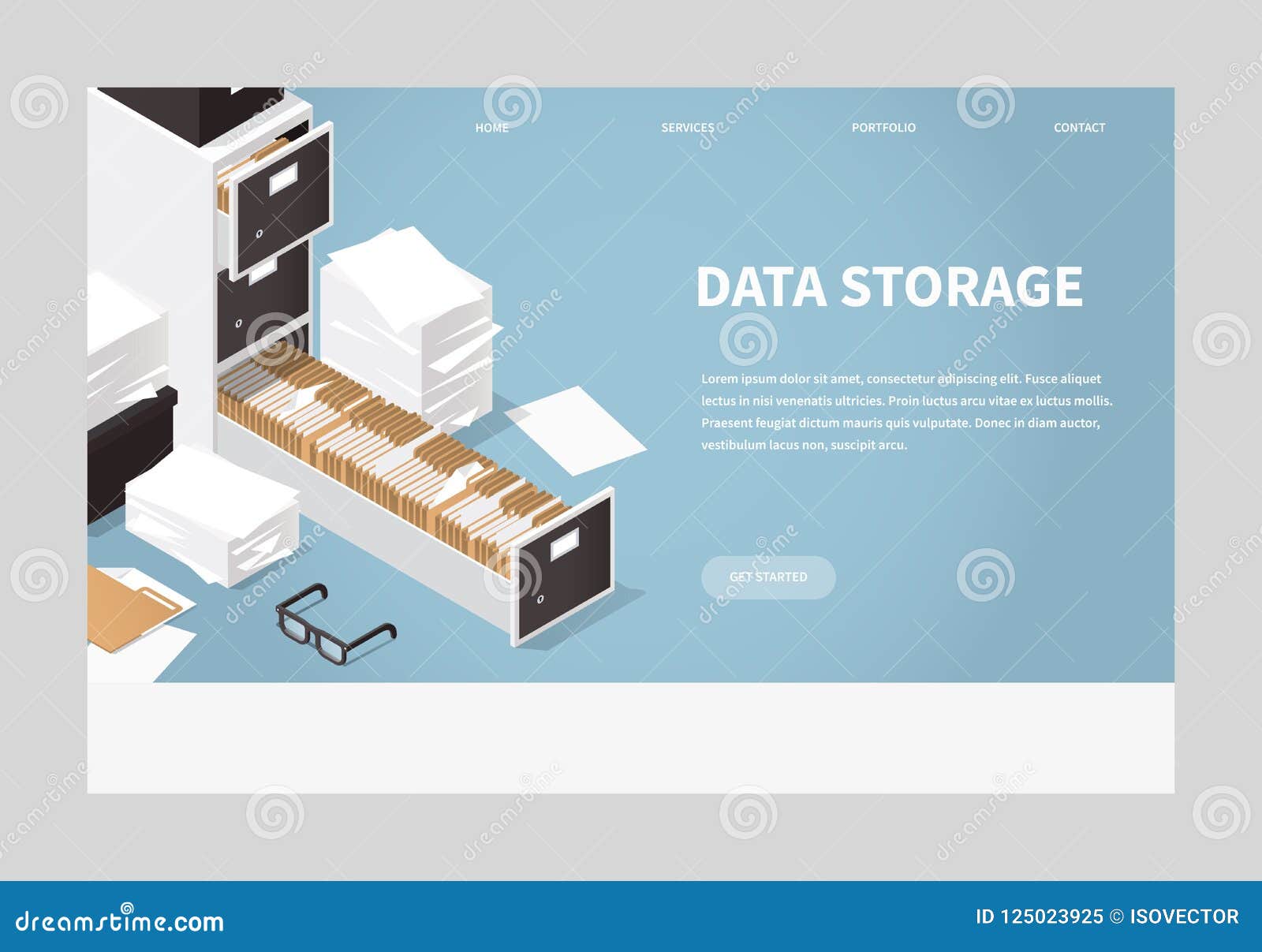 Isometric Archive With Documents. Storage Of Accounting, Financial And ...