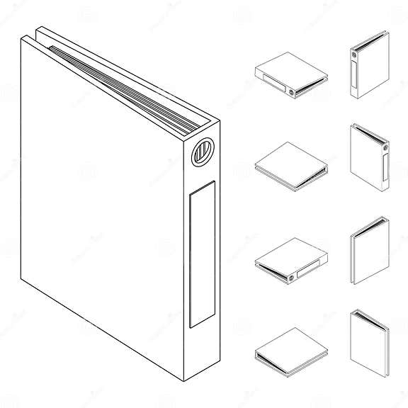 Isometric Folder Line . a Large Set of Images of an Office Folder with ...