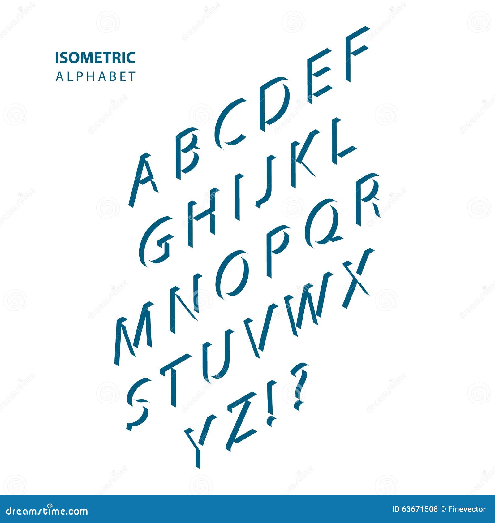 Isometric Font Alphabet Design. Stock Vector - Illustration of blue ...
