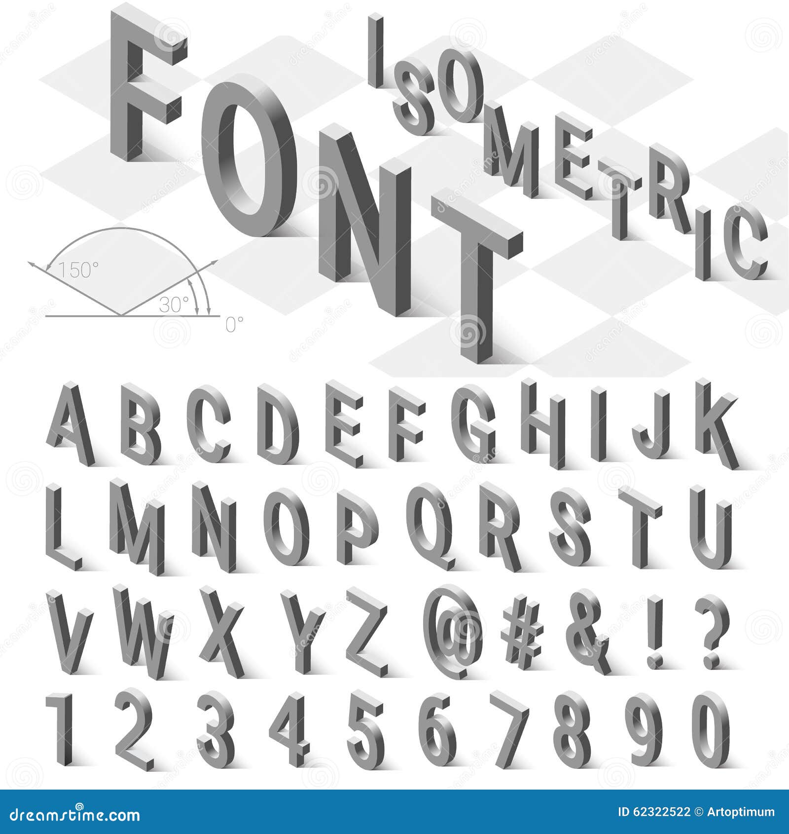 Isometric Font Alphabet with Drop Shadow on White Stock Vector ...