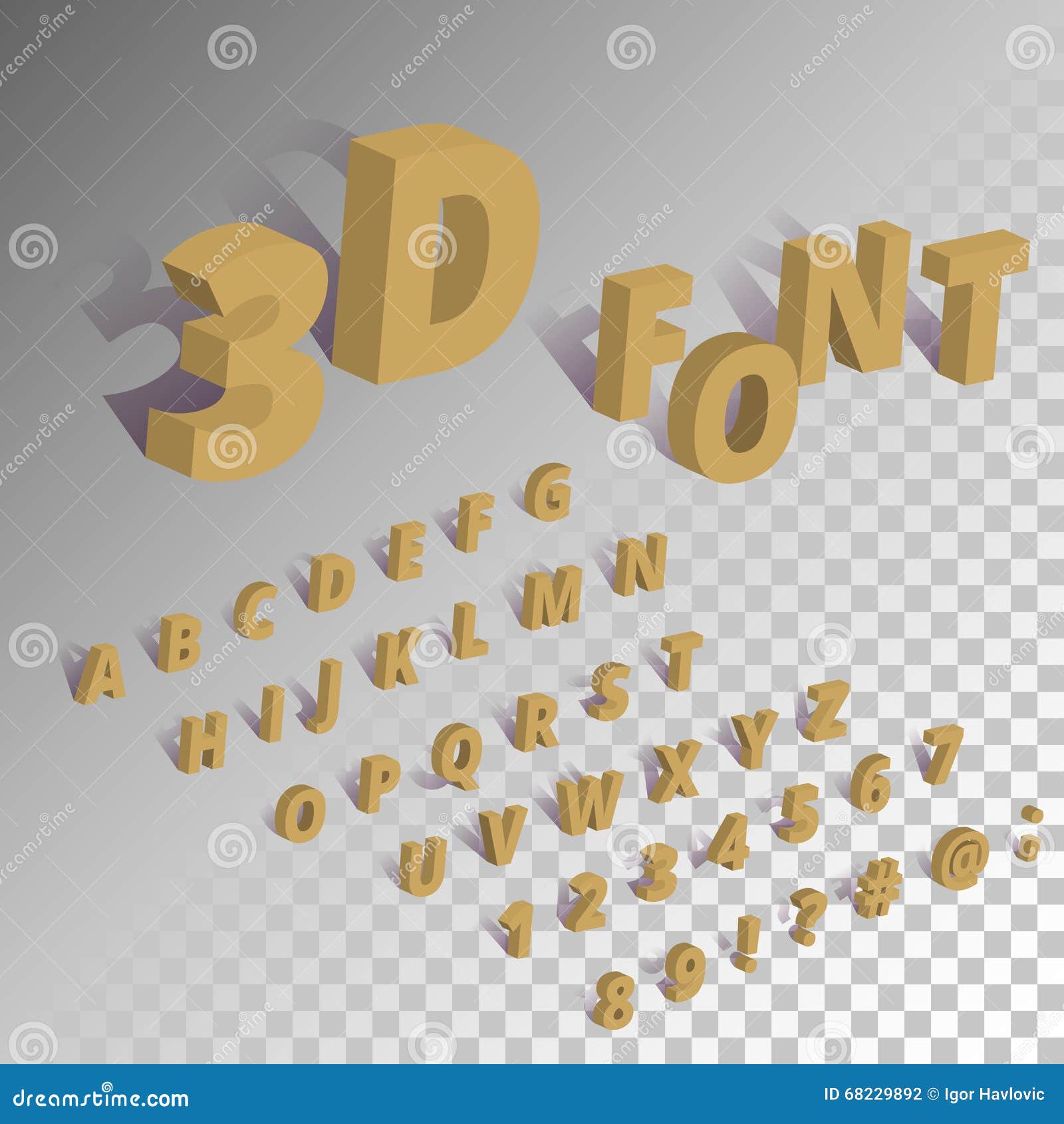 Isometric Font Alphabet Set. 3d Characters and Symbols with Shadow on ...