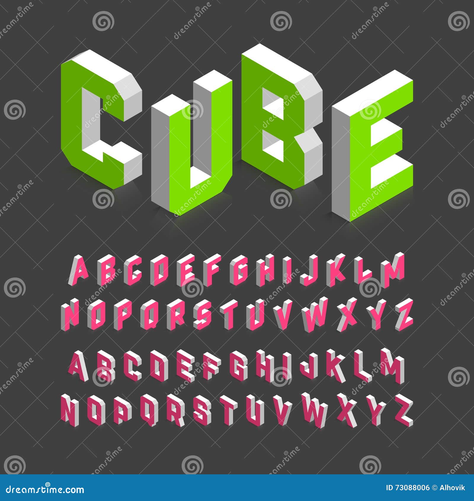 Isometric font stock vector. Illustration of isometric - 73088006