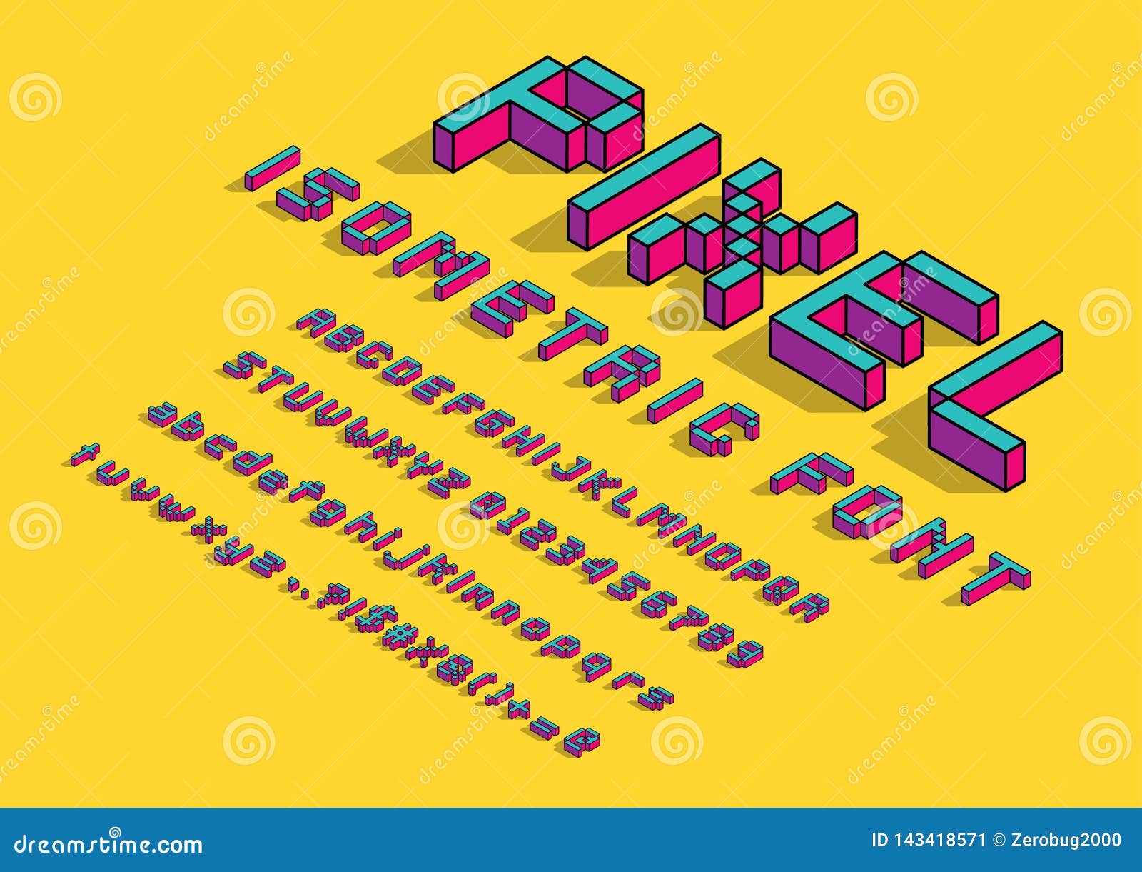 Isometric font stock vector. Illustration of color, lowercase - 143418571