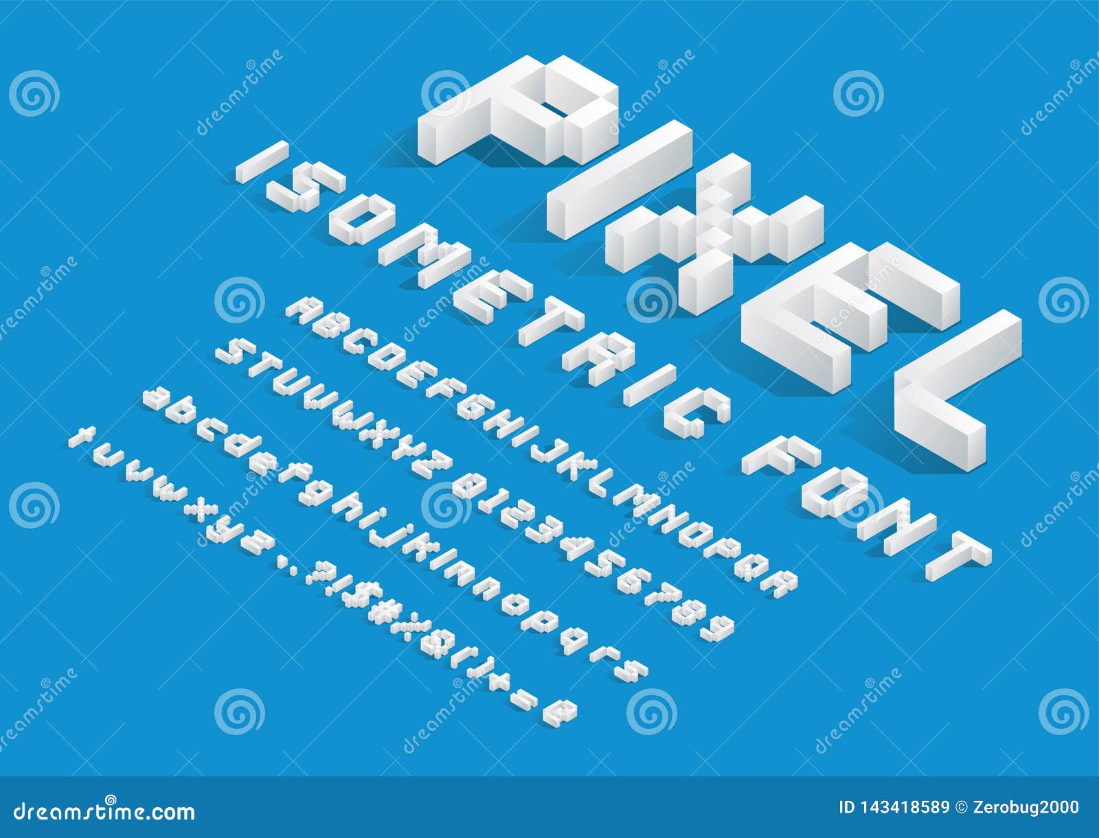 Isometric font stock vector. Illustration of cubic, letter - 143418589