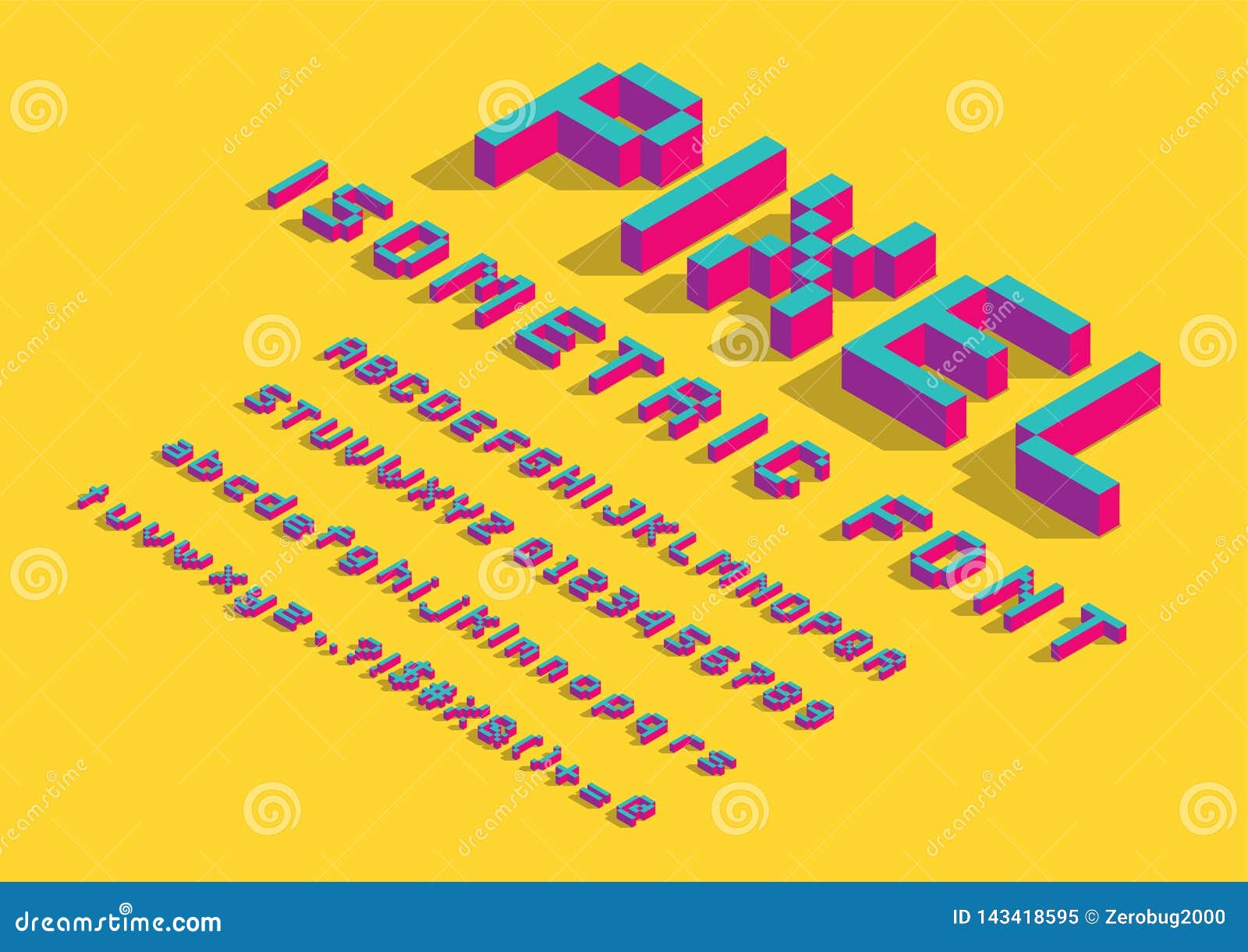 Isometric font stock vector. Illustration of block, background - 143418595