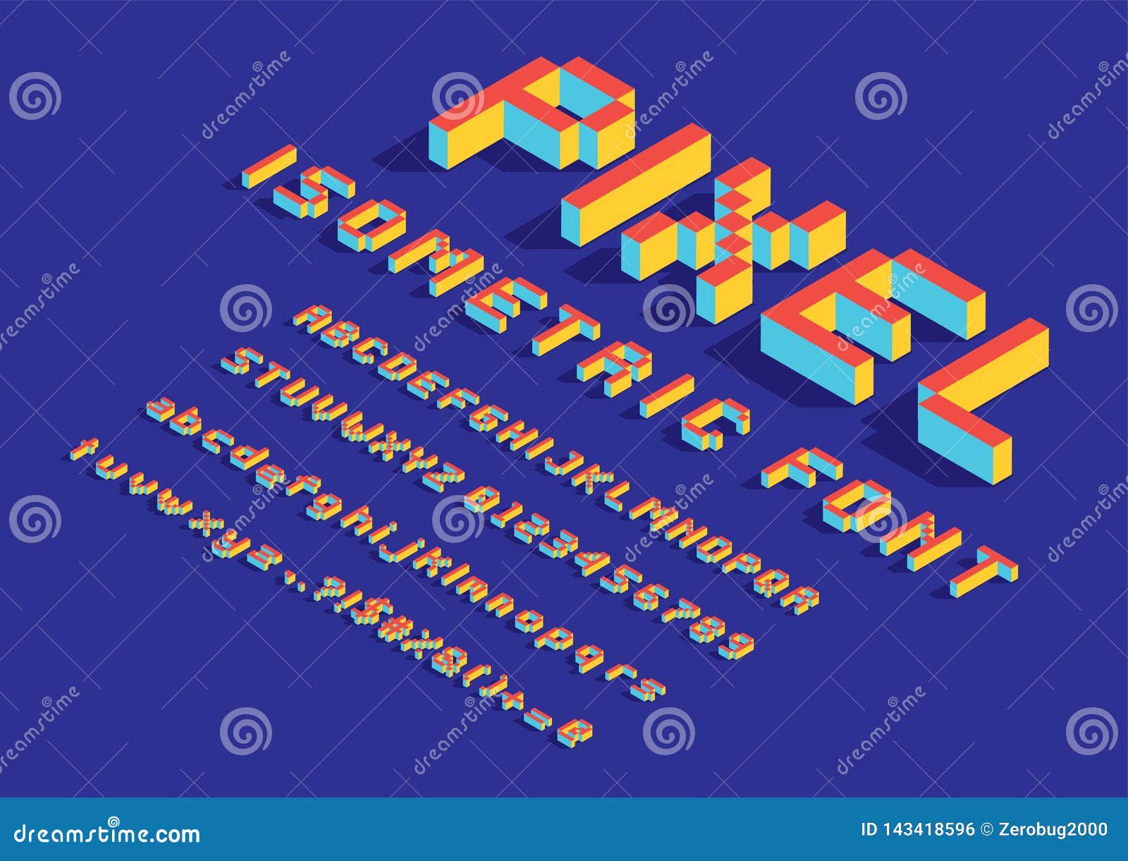 Isometric font stock vector. Illustration of isolated - 143418596