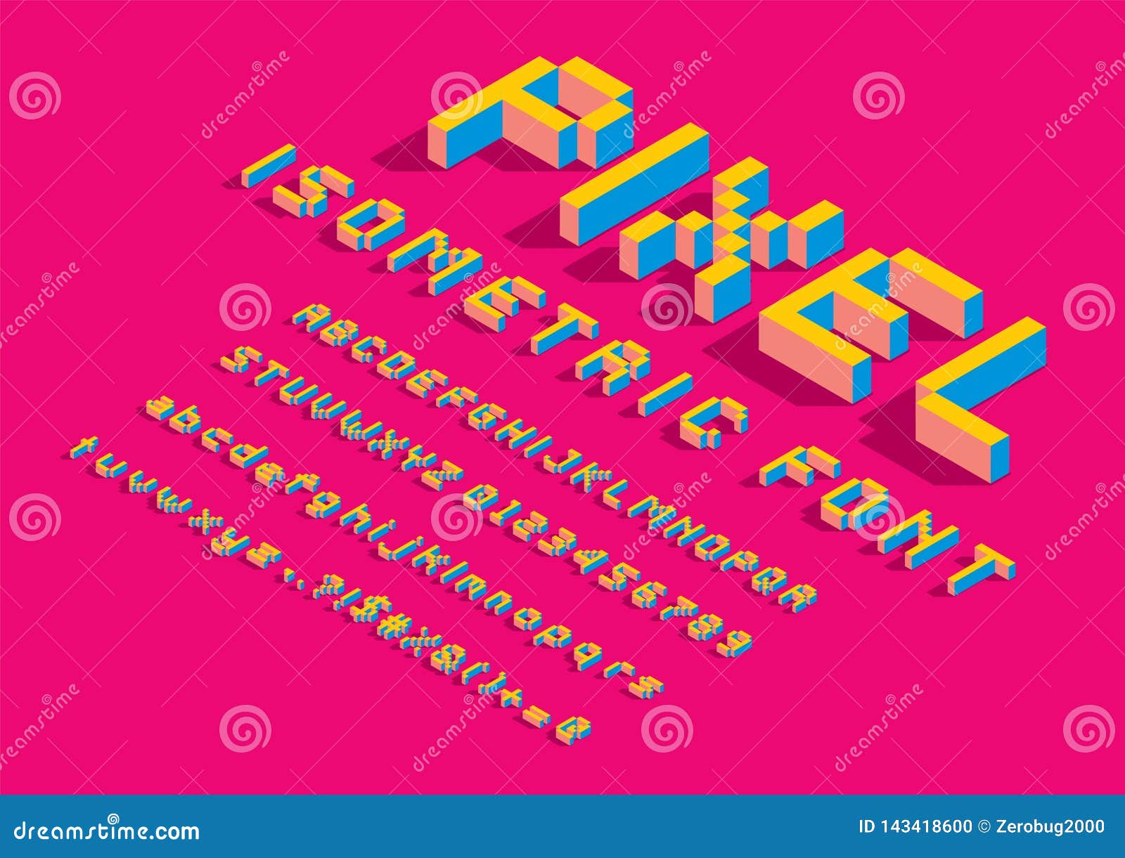 Isometric font stock vector. Illustration of typo, isometric - 143418600