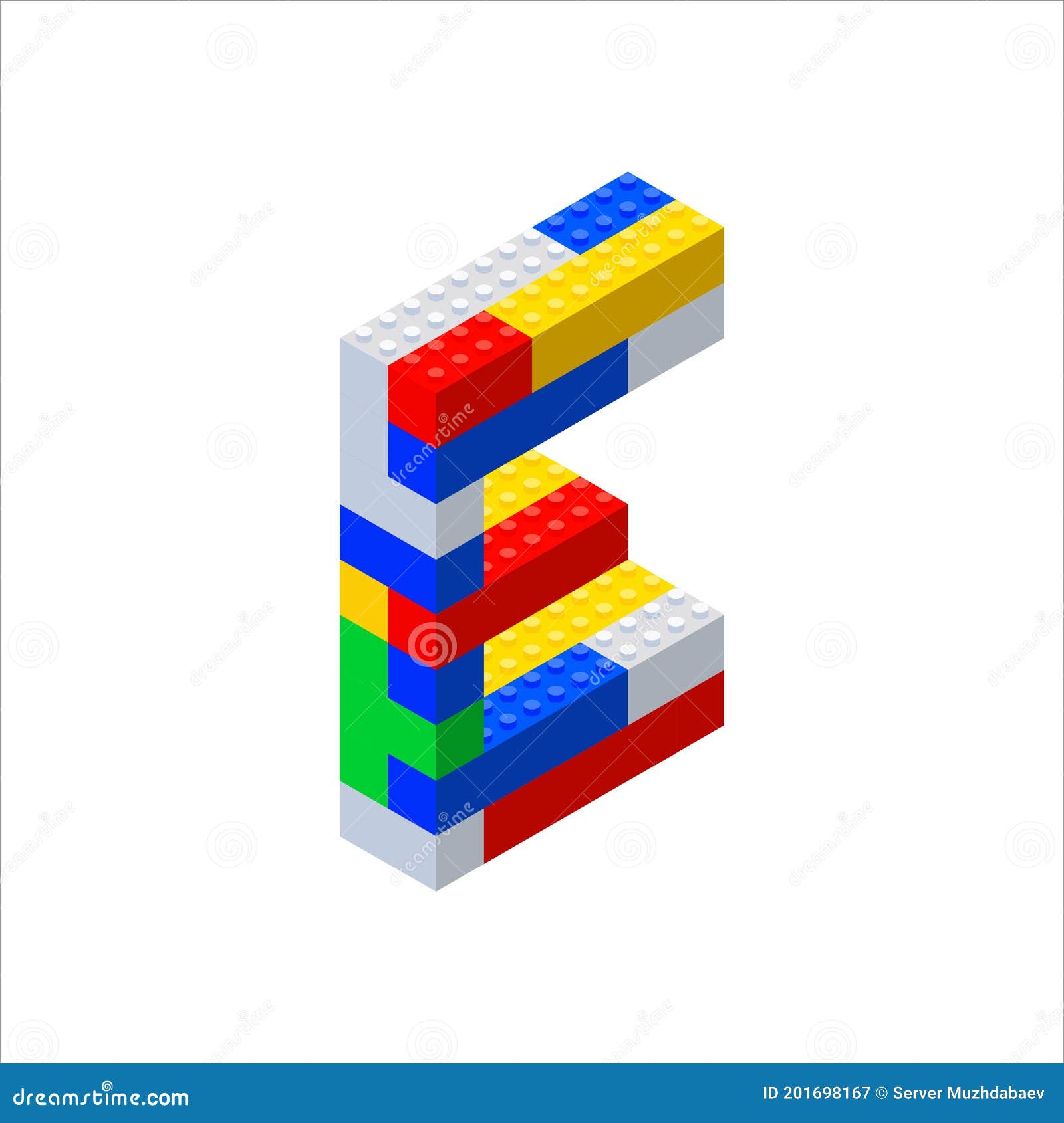 Isometric Font Made from Color Plastic Blocks. the Childrens Designer ...