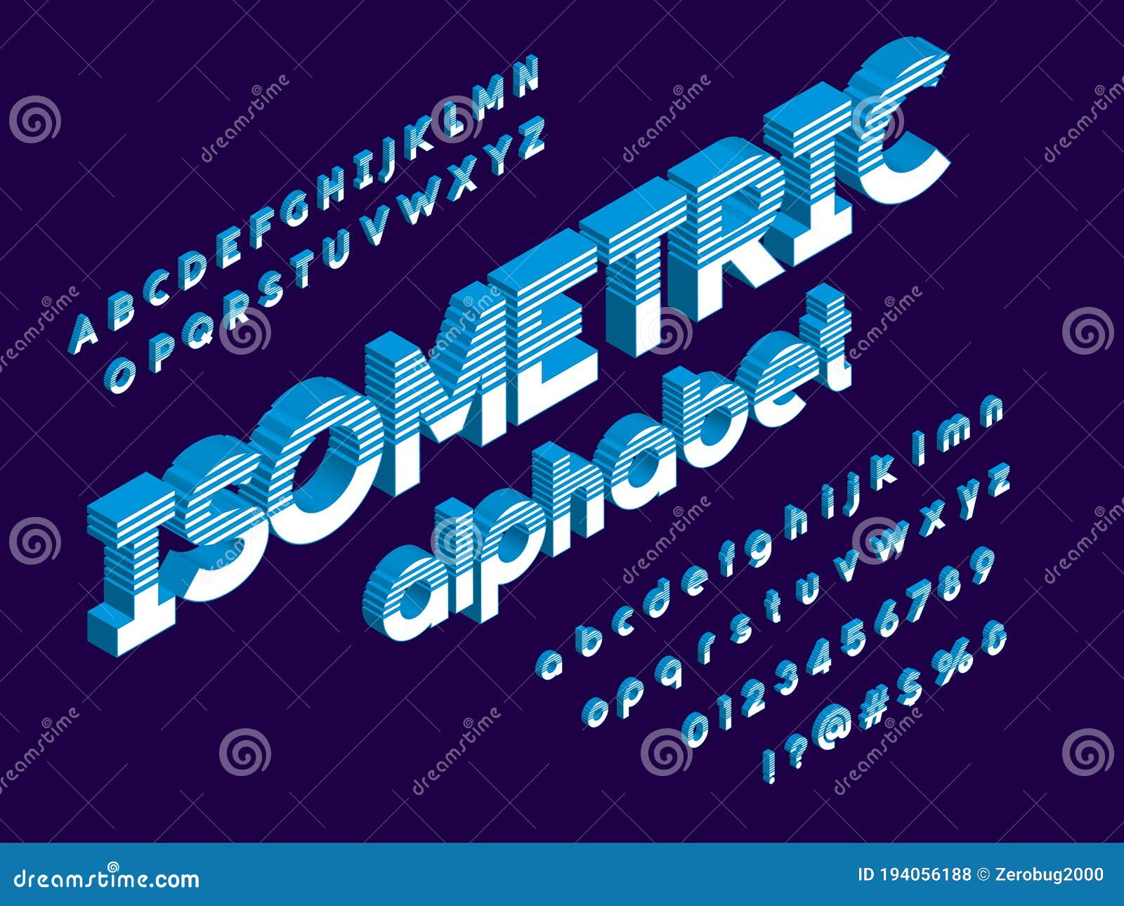 Isometric font stock vector. Illustration of character - 194056188