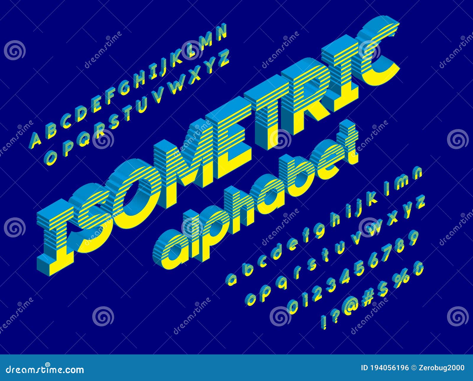 Isometric font stock vector. Illustration of cubic, vector - 194056196