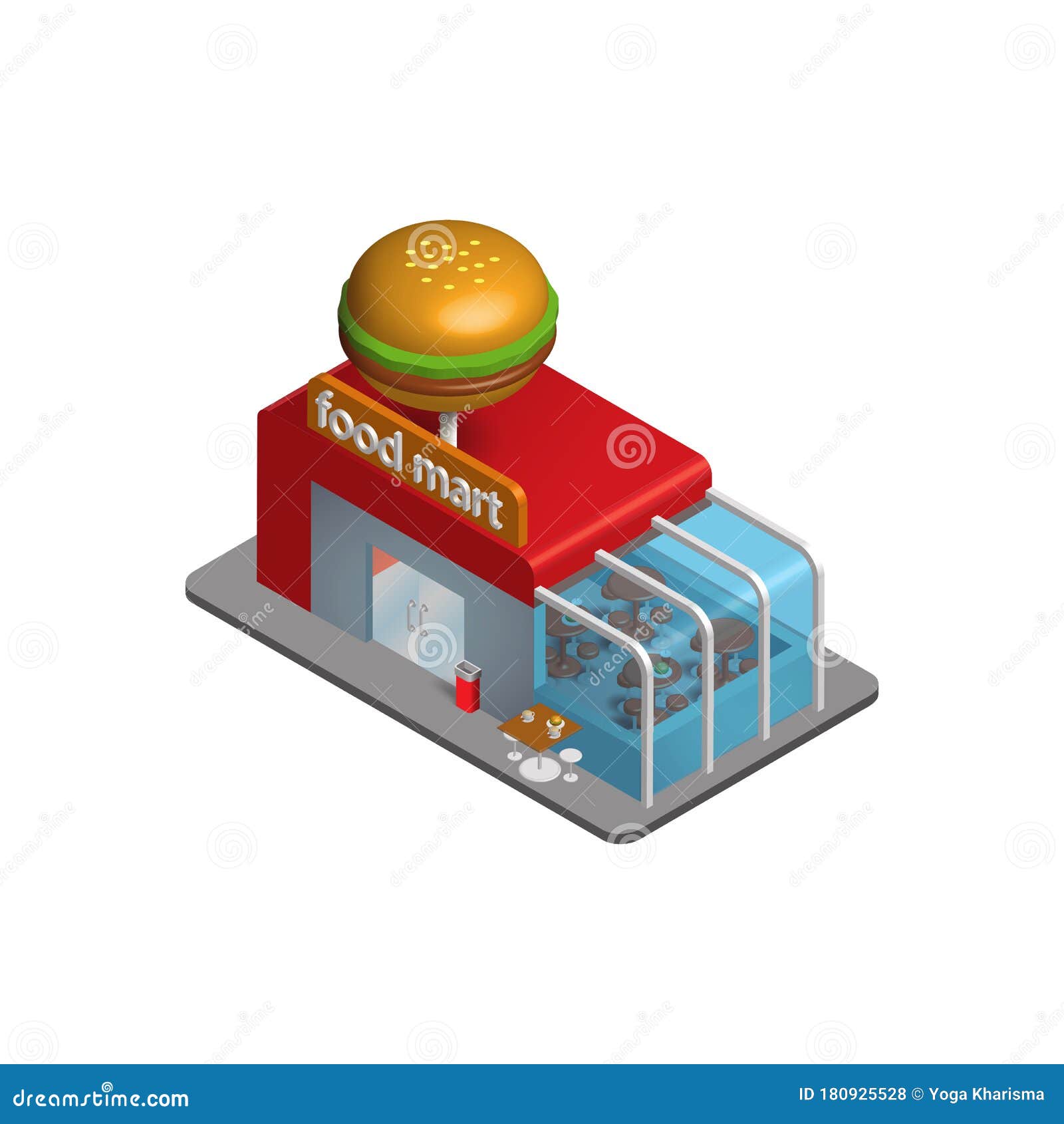 Isometric Food Mart Burger stock illustration. Illustration of ...