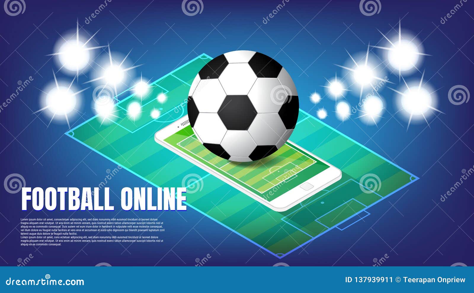 Isometric Football Online Application on Smartphone Stock Vector ...
