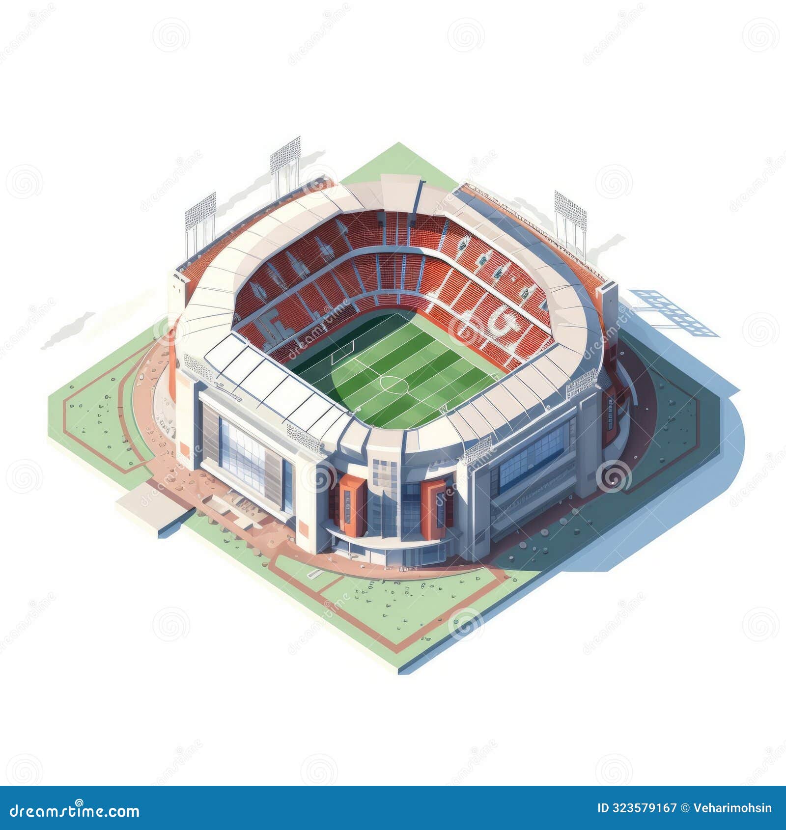 Isometric Football Stadium. Isolated Vector Illustration on White ...