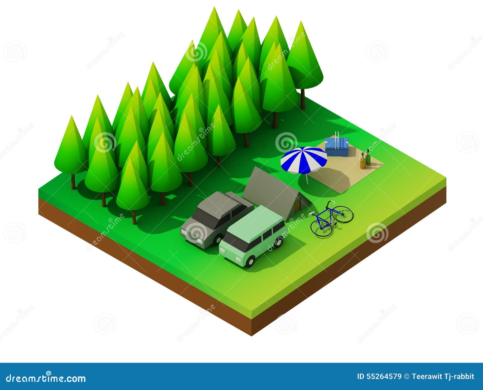 Isometric forest camping stock illustration. Illustration of design ...