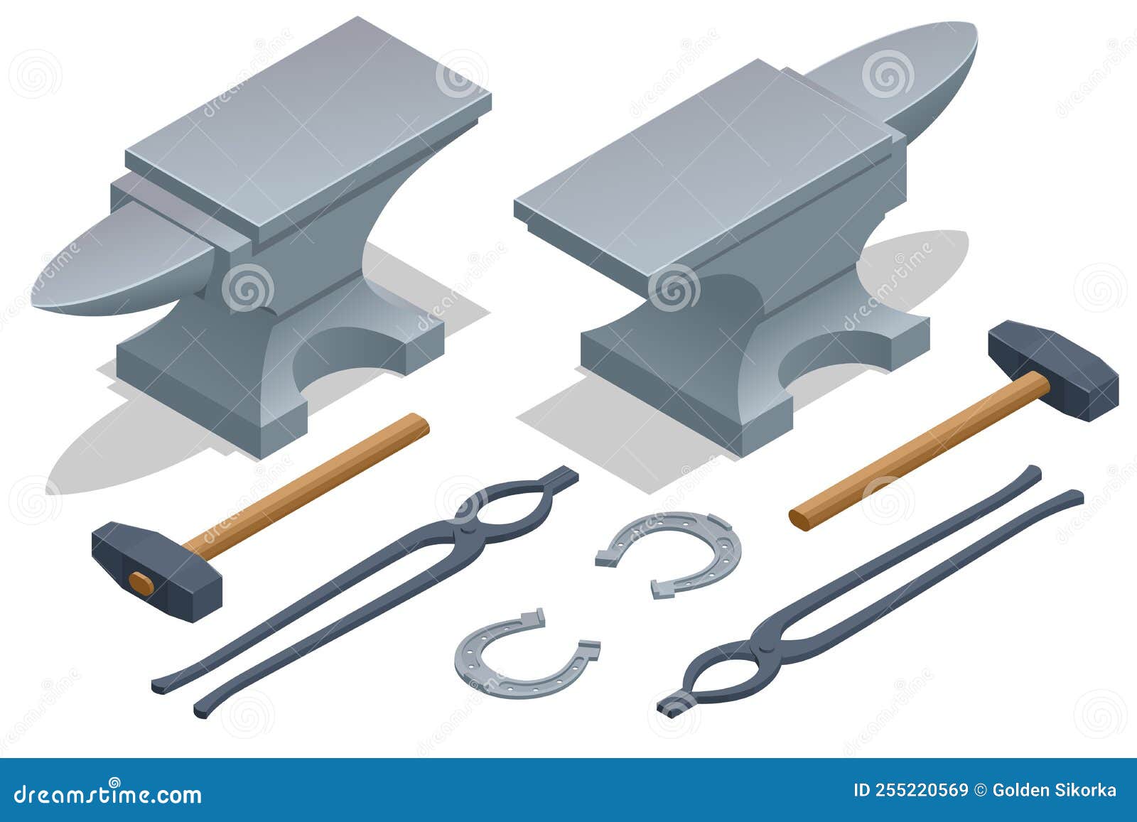 Blacksmith Hammer Standing With Wooden Handle Silhouette Icon Cartoon ...