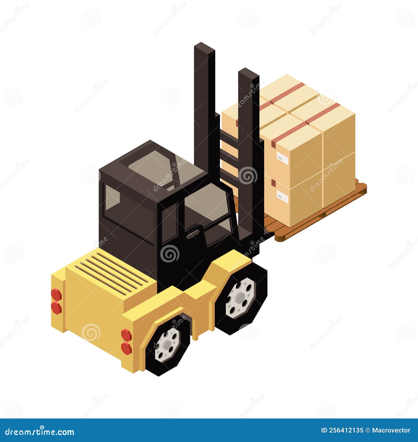 Isometric Forklift Illustration Stock Vector - Illustration of object ...