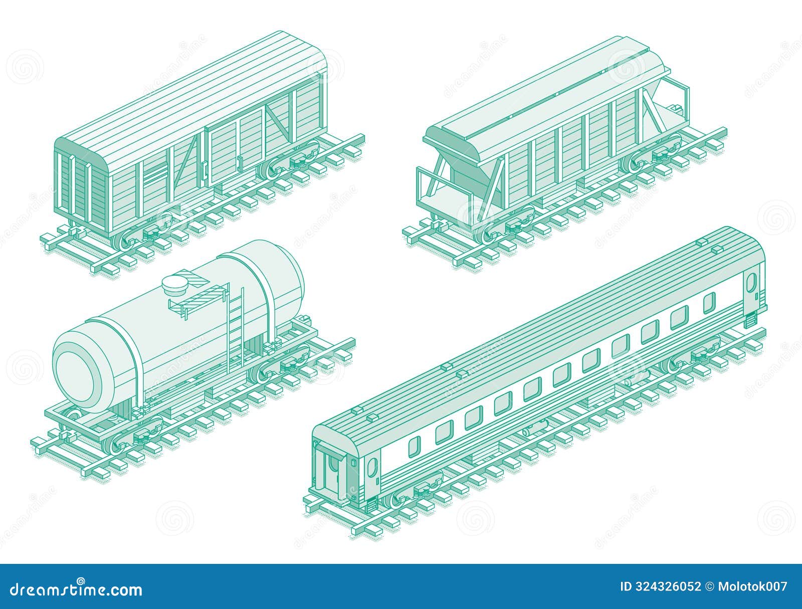 Isometric Freight Railroad, Hopper Car, Railroad Tank Car And Passenger ... Isometric Freight Railroad, Hopper Car, Railroad Tank Car And Passenger ...