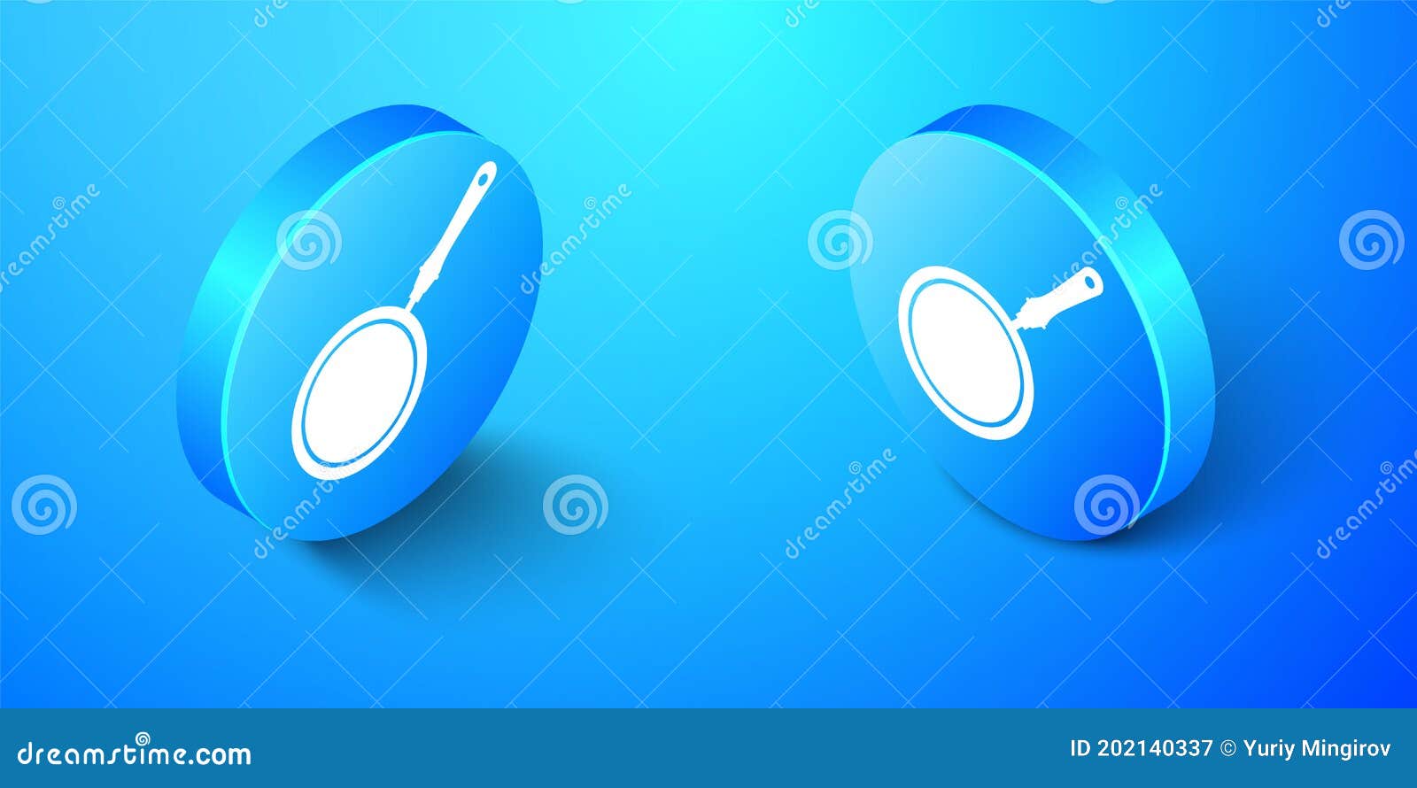 Isometric Frying Pan Icon Isolated On Green Background. Fry Or Roast ...