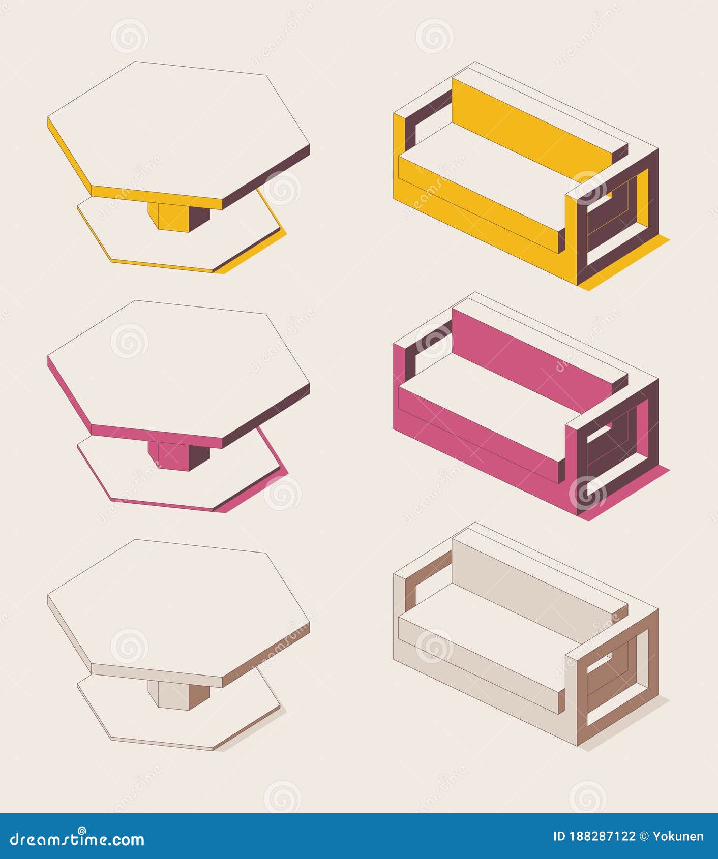 Isometric Full Color Outline Mess On The Table, Documents Lying Around ...