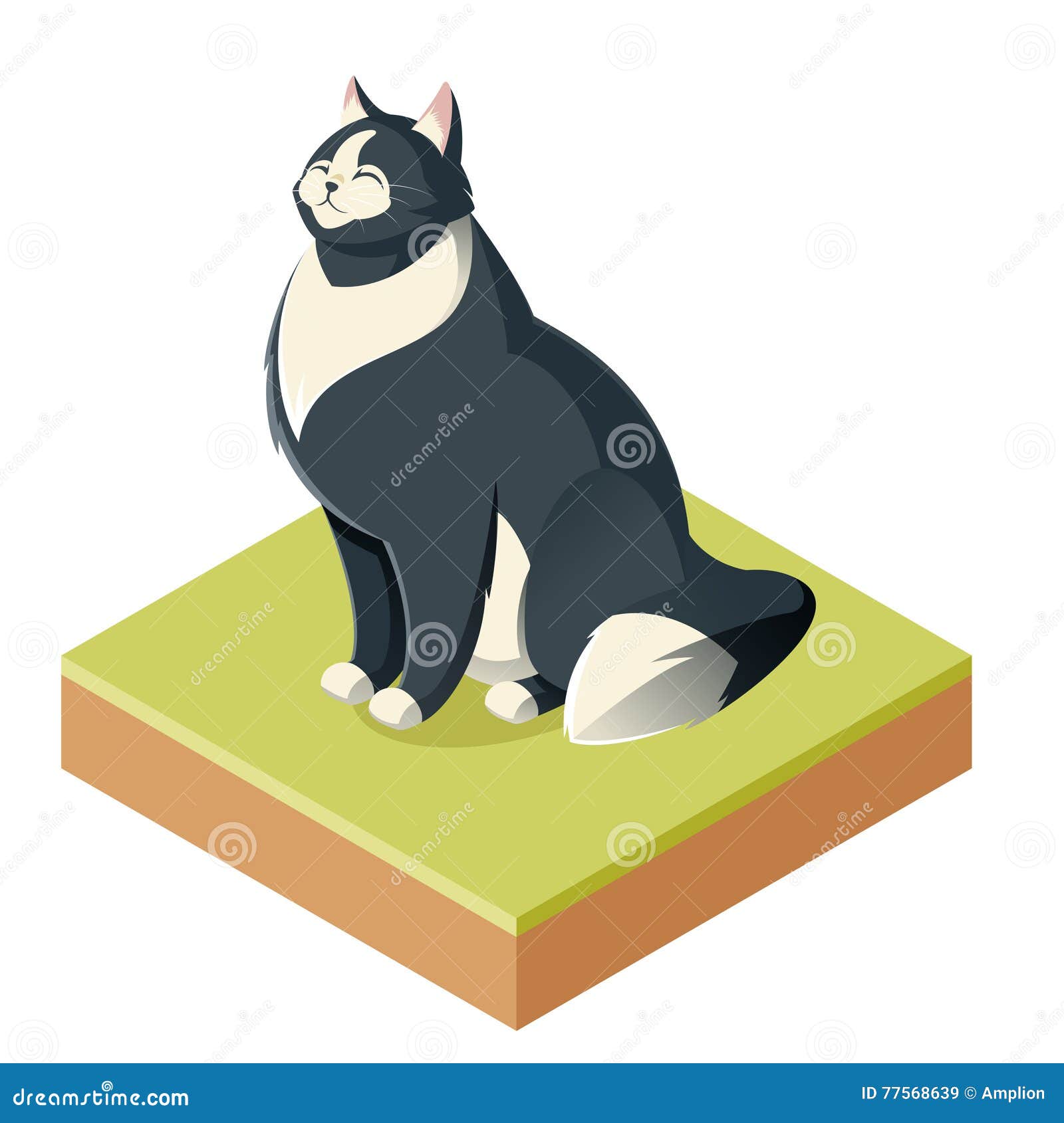 Isometric furry cat stock vector. Illustration of cats - 77568639