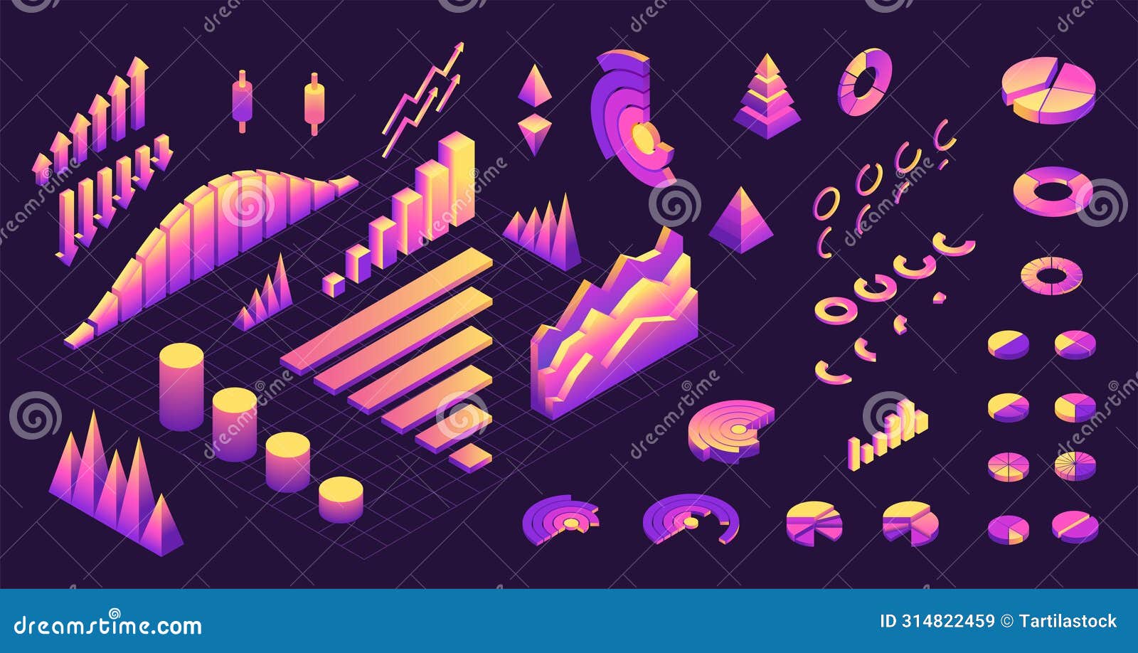Isometric Futuristic Data Graphic. Abstract Pyramid Chart with Progress ...