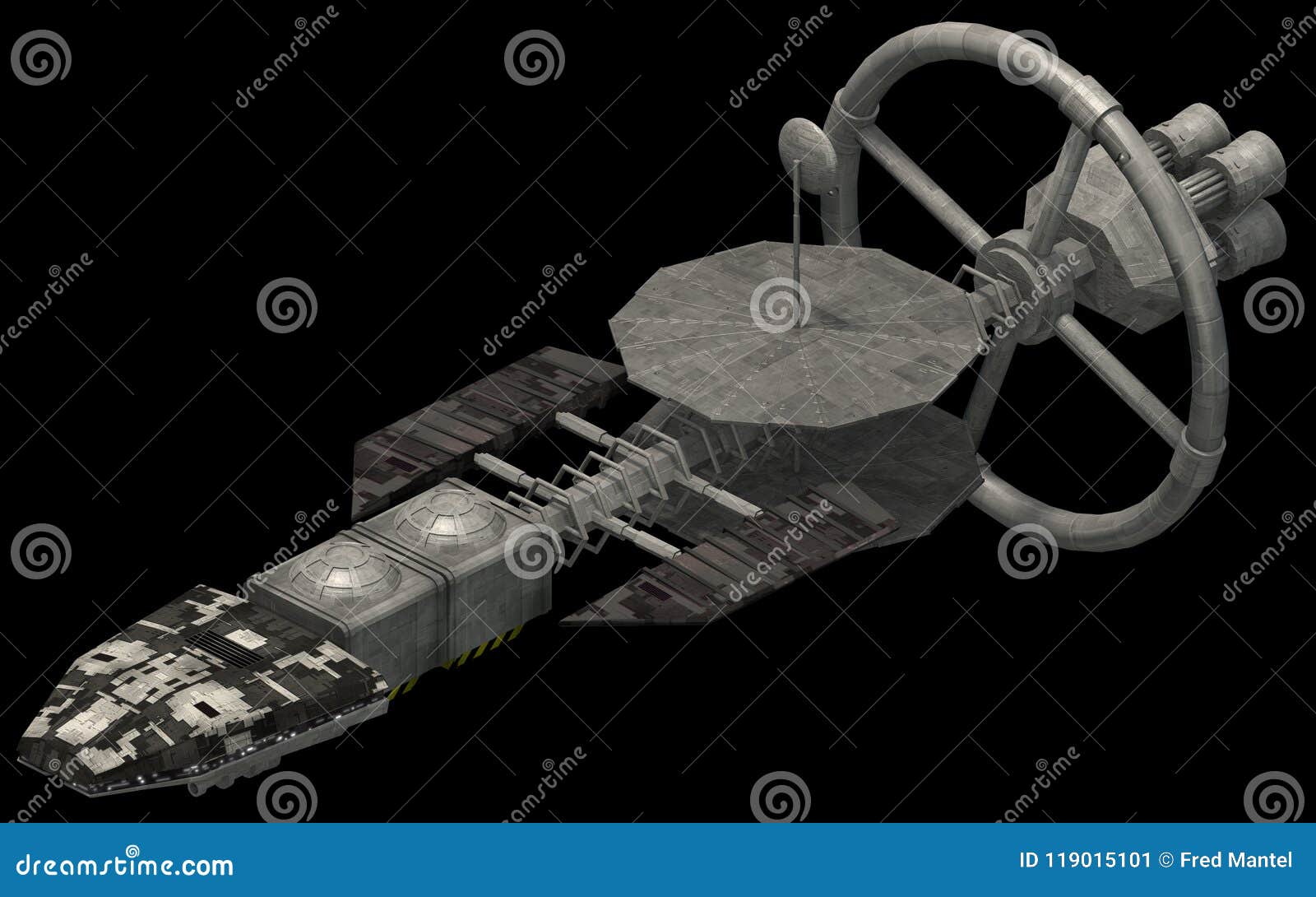 Isometric Futuristic Sci-fi Architecture, Space Ship with Rotating ...