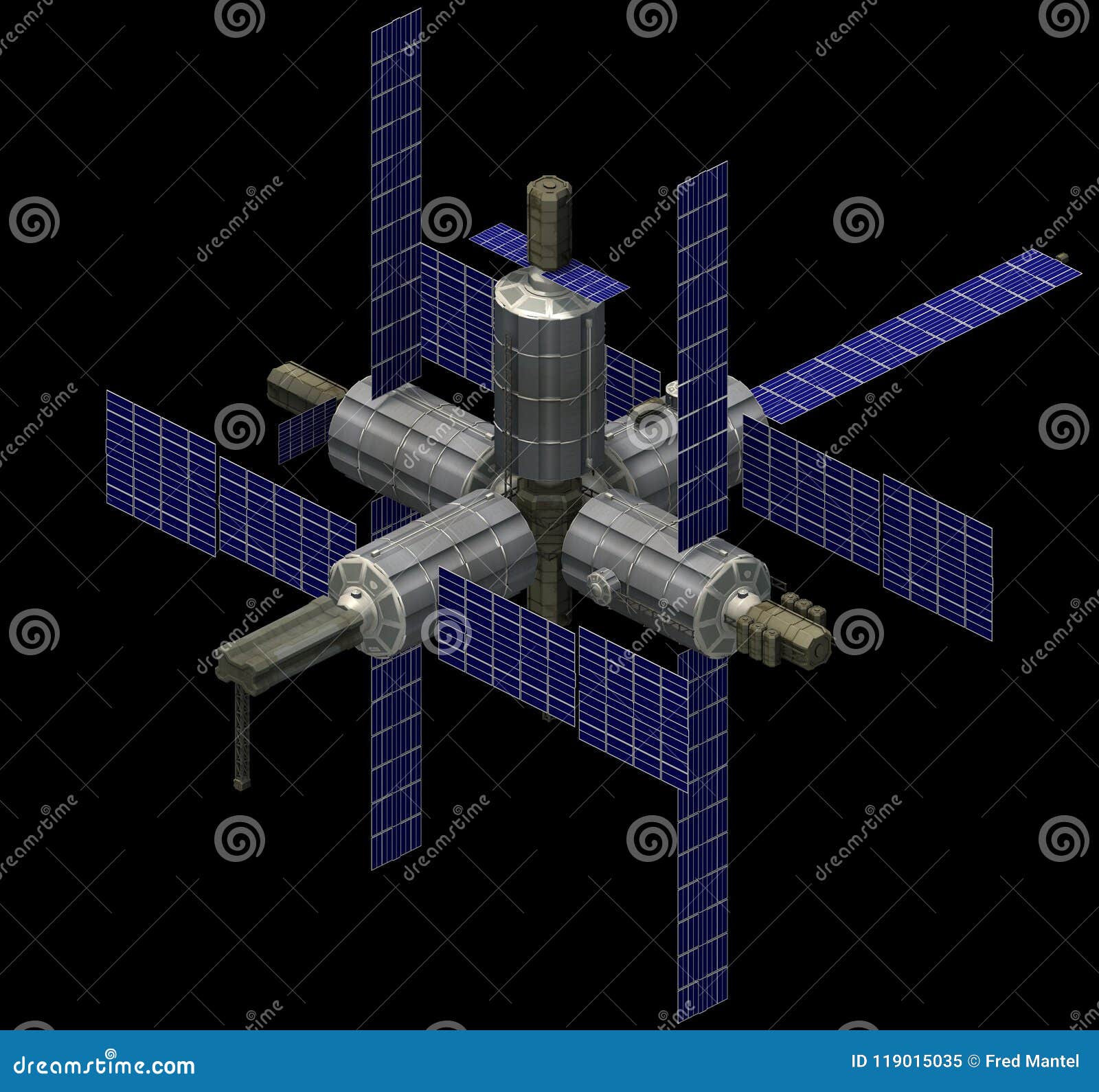 Isometric Futuristic Sci-fi Architecture, Spacestation with Solar ...
