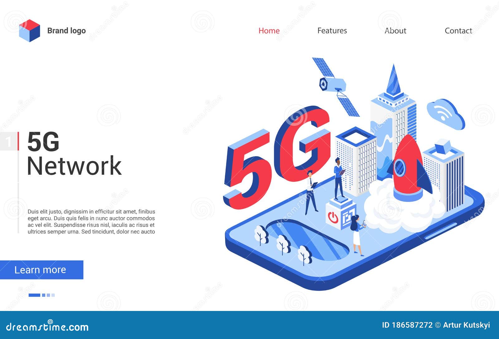 Isometric 5G Telecom Network Technology Vector Illustration, Cartoon 3d ...
