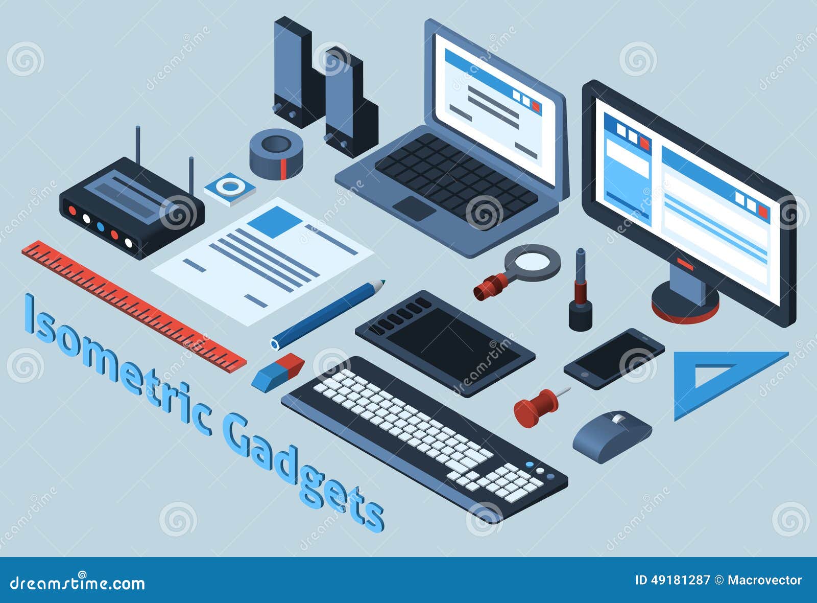 Isometric Gadgets Set stock vector. Illustration of electronics - 49181287