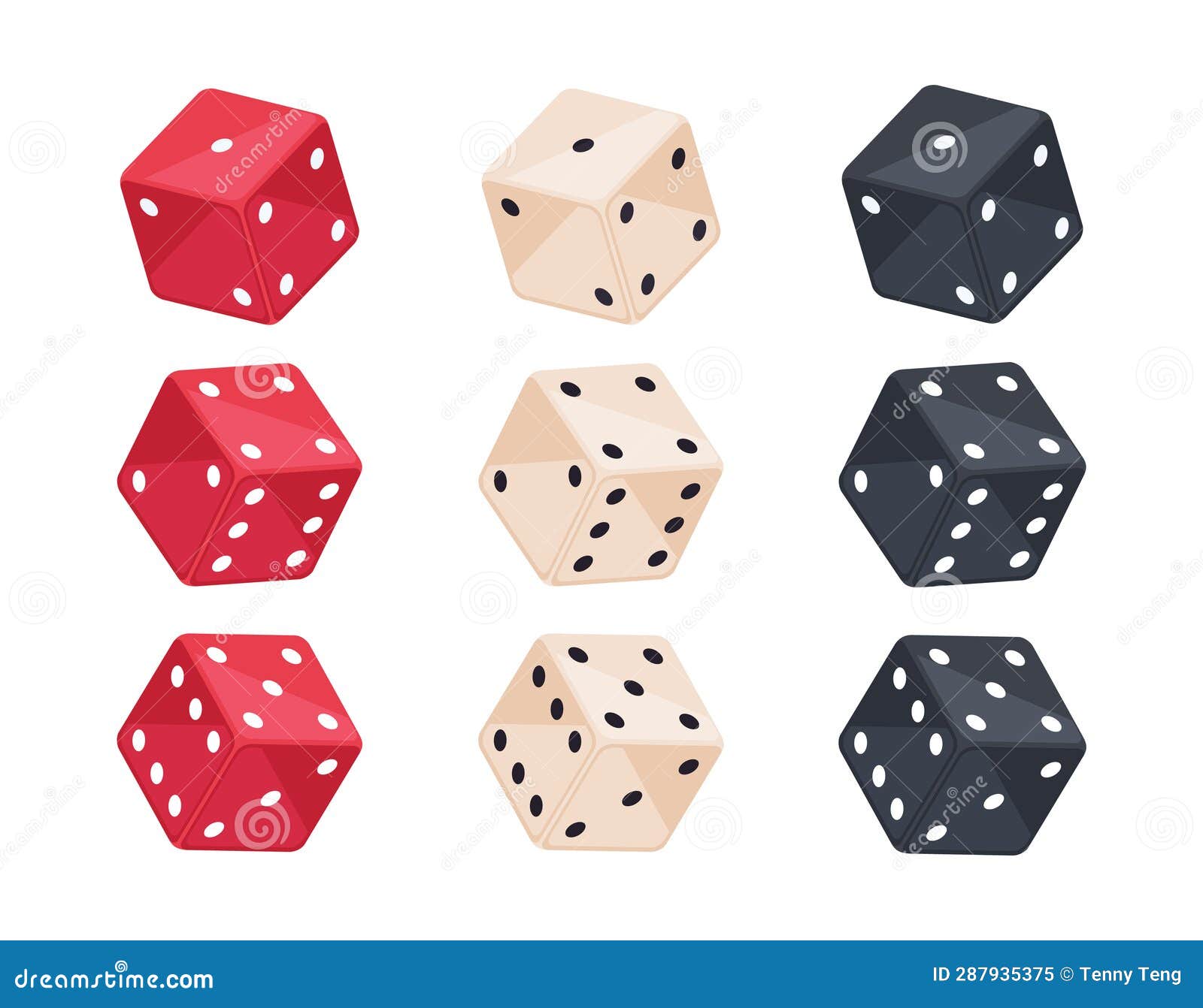 Isometric Gambling Cube Pieces. Casino or Board Games Dice. Backgammon ...