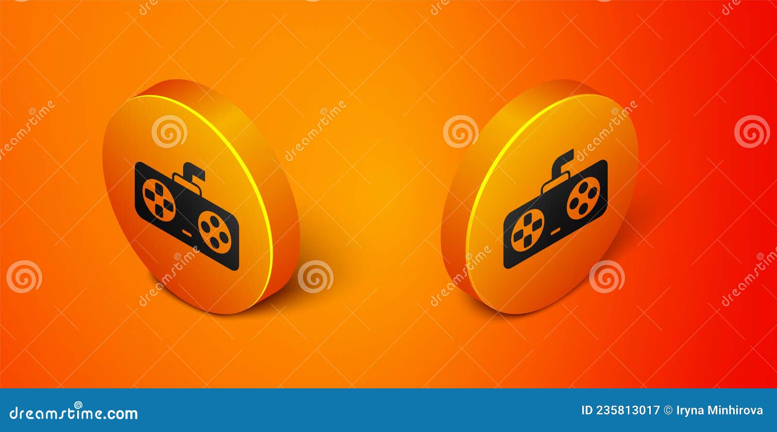 Isometric Game Controller or Joystick for Game Console Icon Isolated on ...