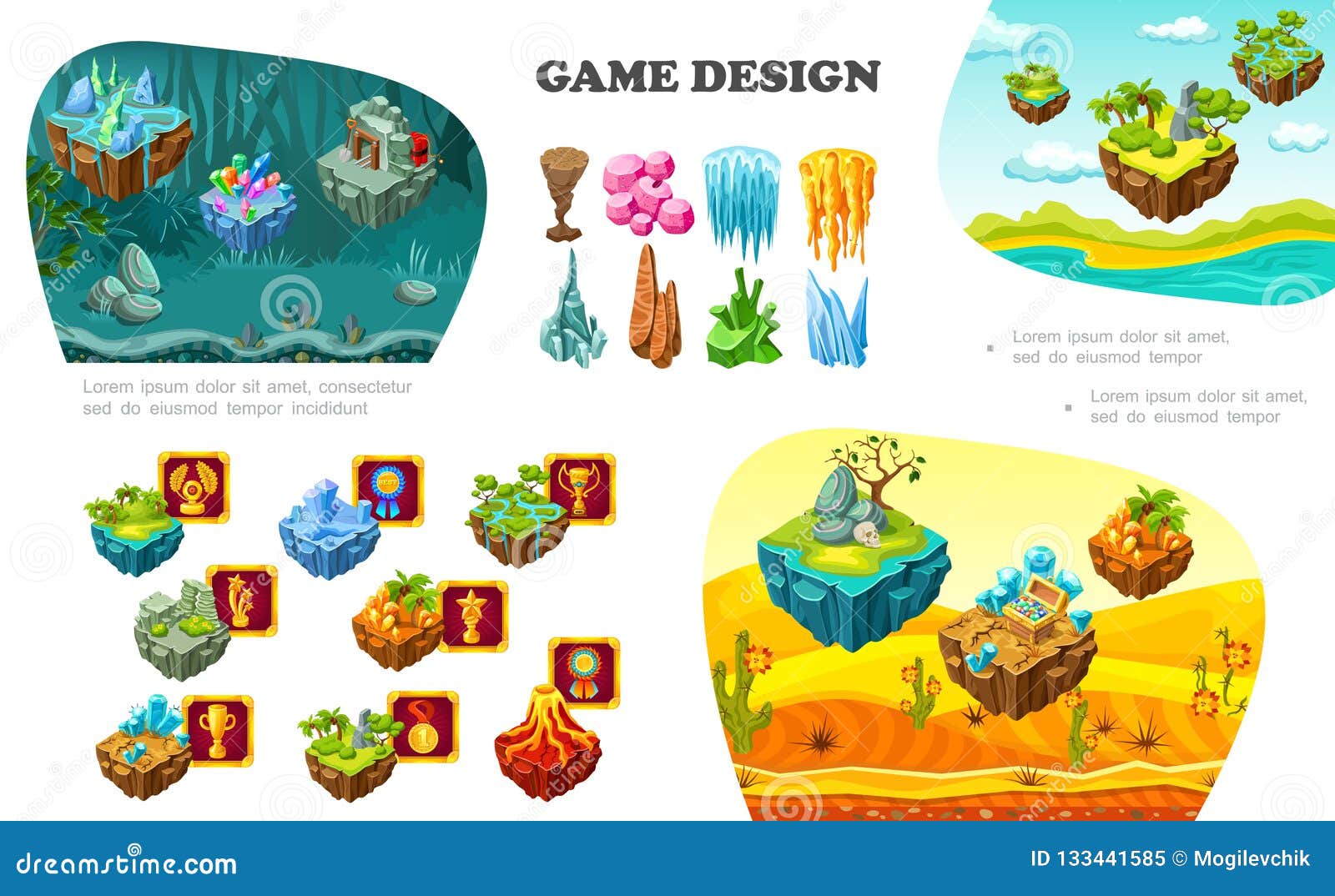 Isometric Game Design Elements Composition Stock Vector - Illustration ...