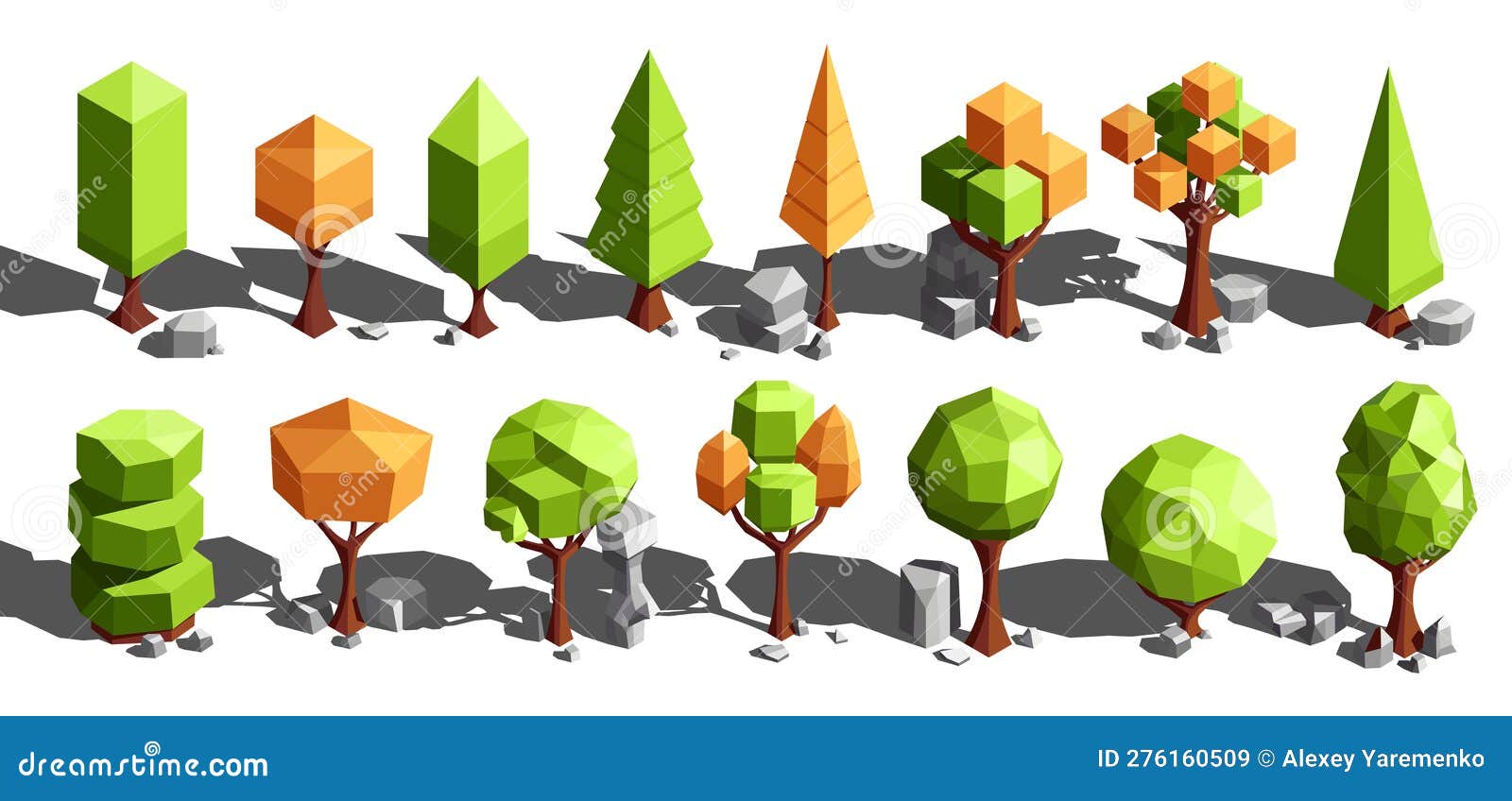 Isometric game trees set stock illustration. Illustration of nature ...