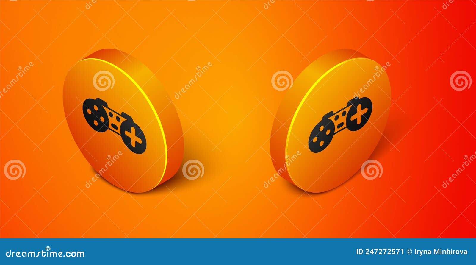 Isometric Gamepad Icon Isolated on Orange Background. Game Controller ...