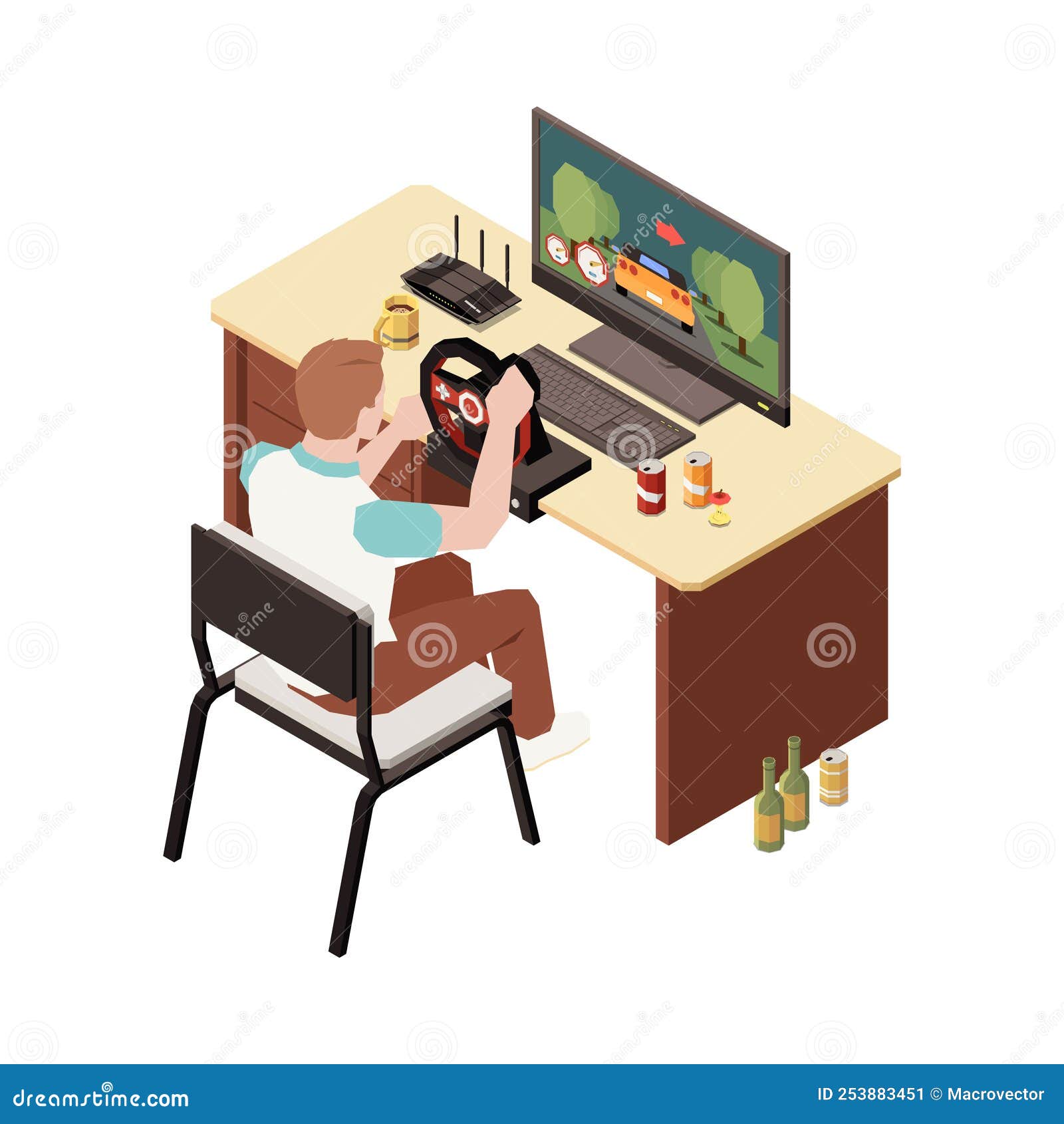 Isometric Gamer Illustration Stock Vector - Illustration of game ...