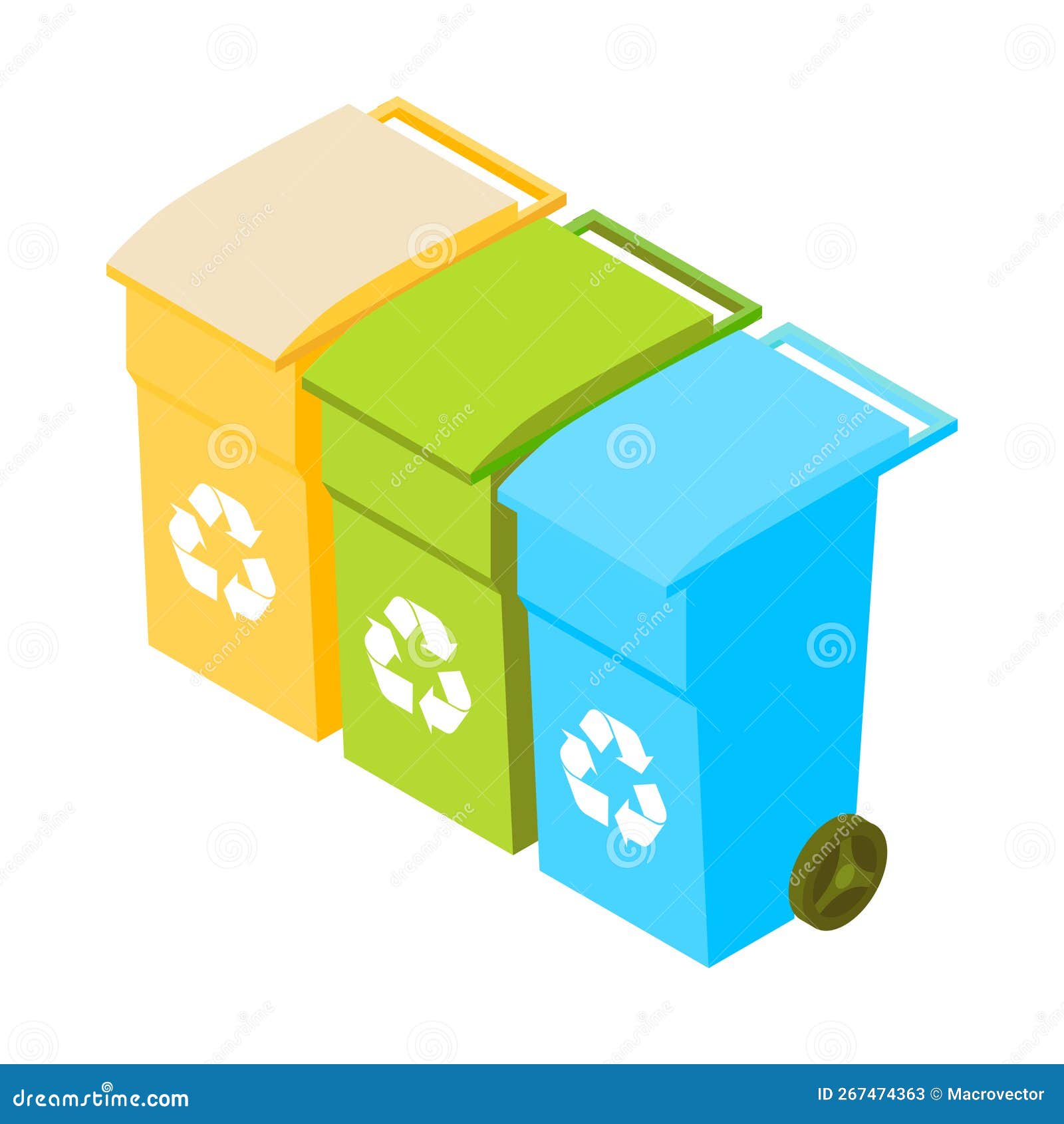 Isometric Garbage Containers Stock Illustration - Illustration of trash ...