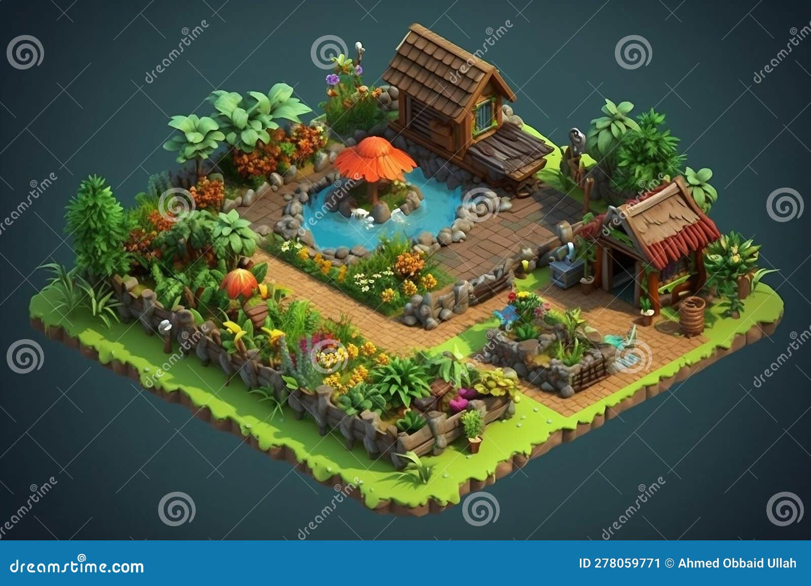 Isometric Garden for Game Asset. Generative Ai Stock Illustration ...