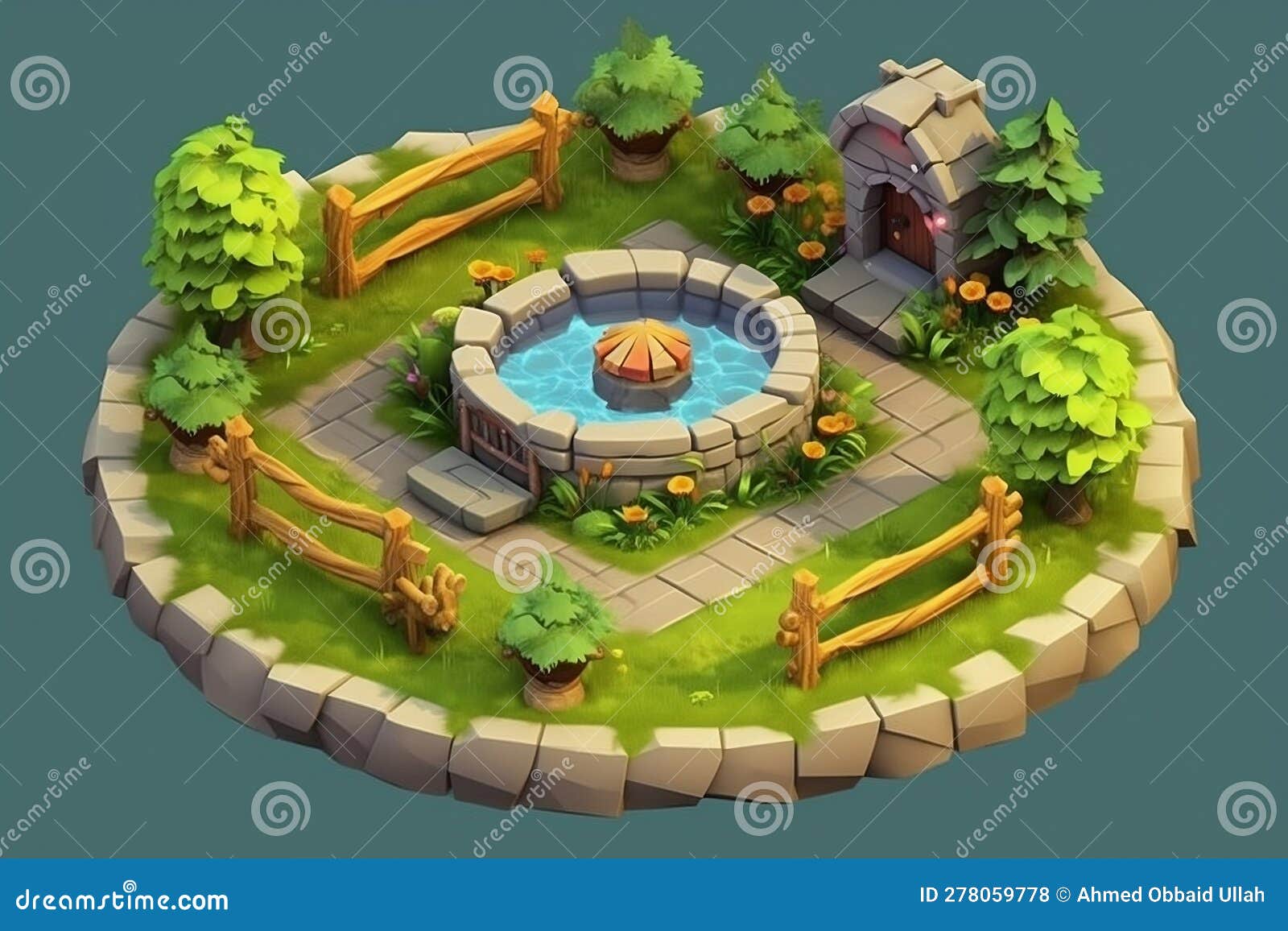 Isometric Garden for Game Asset. Generative Ai Stock Illustration ...