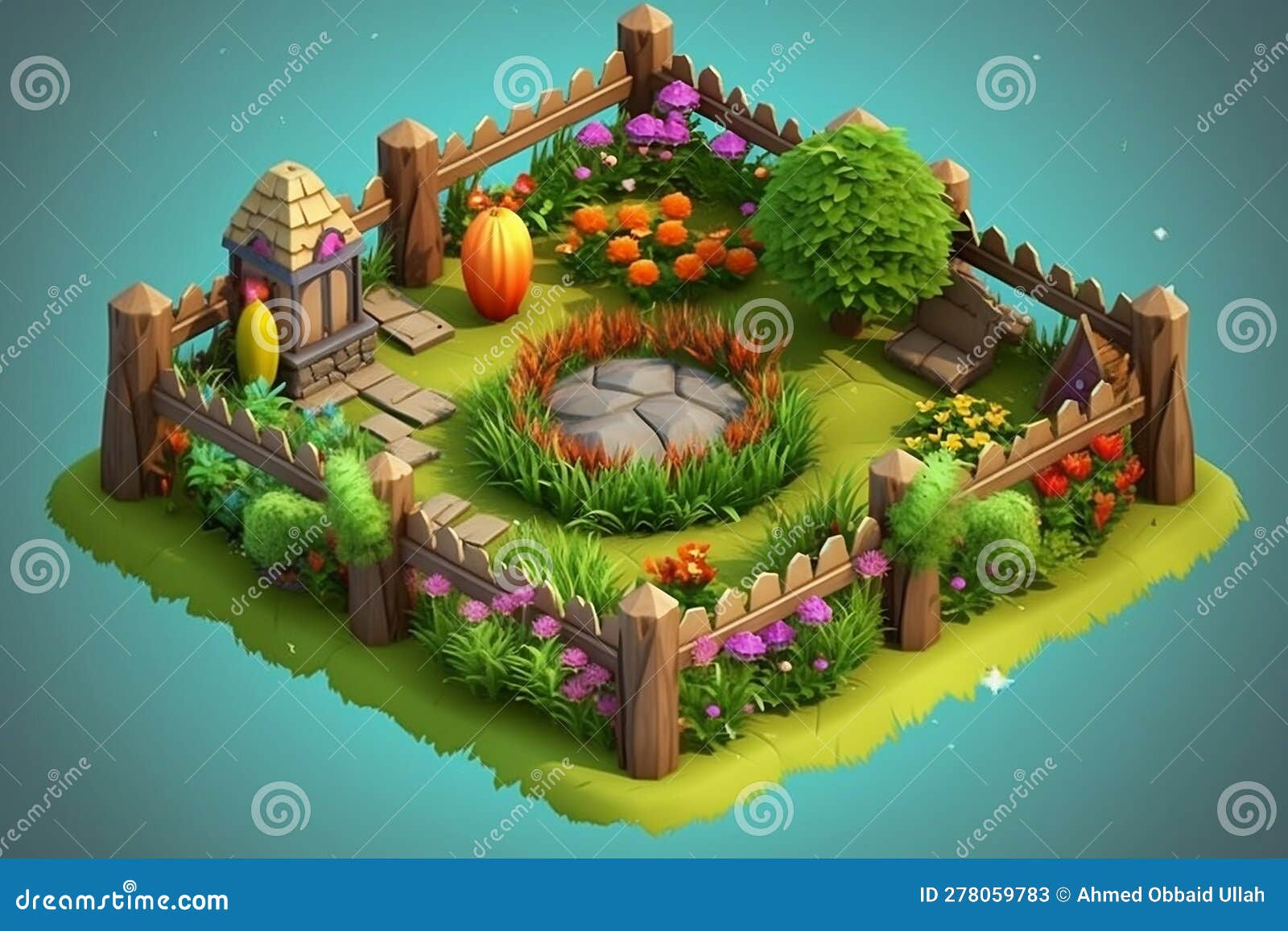 Isometric Garden for Game Asset. Generative Ai Stock Illustration ...