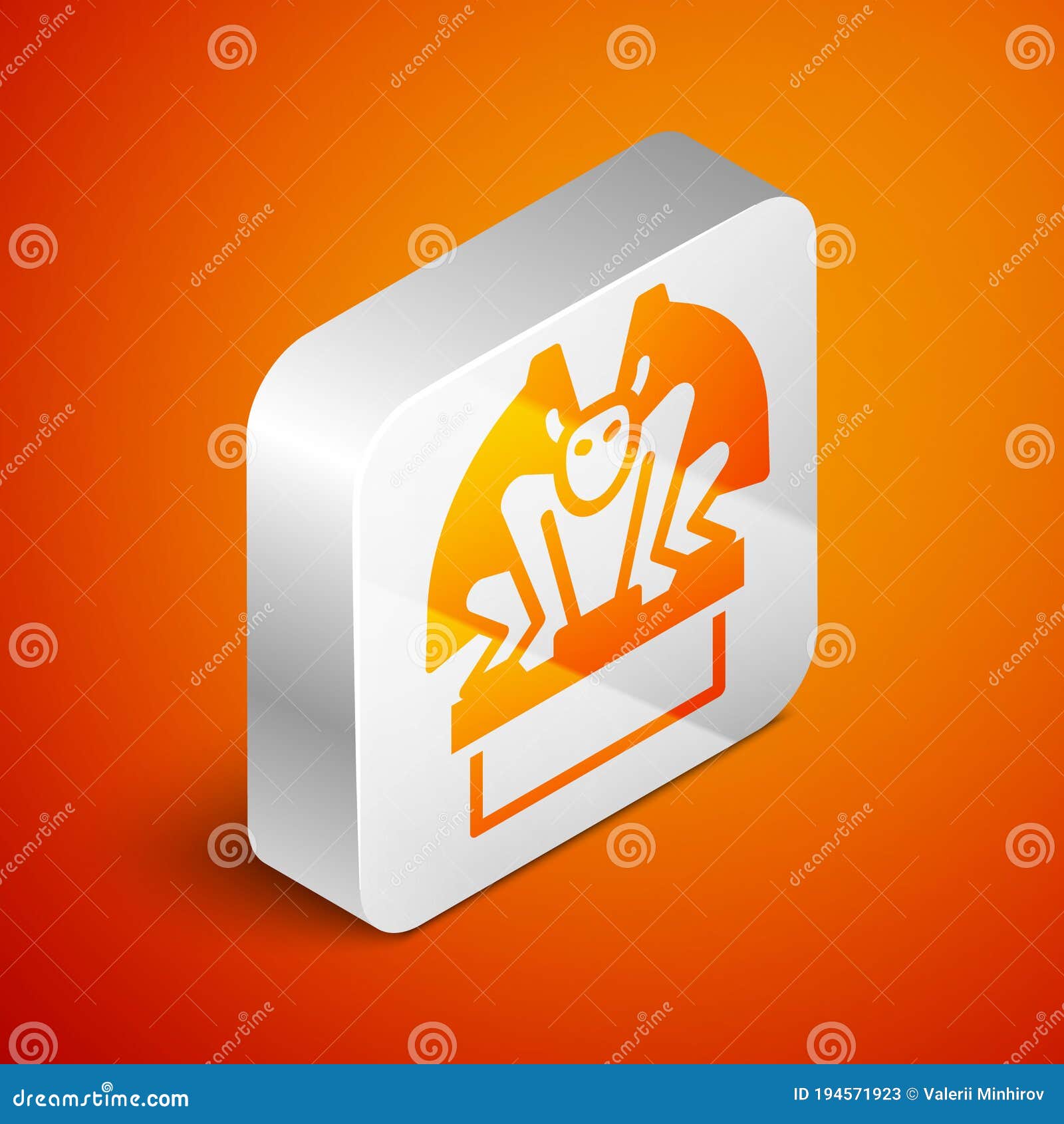 Isometric Gargoyle on Pedestal Icon Isolated on Orange Background ... Isometric Gargoyle on Pedestal Icon Isolated on Orange Background ...
