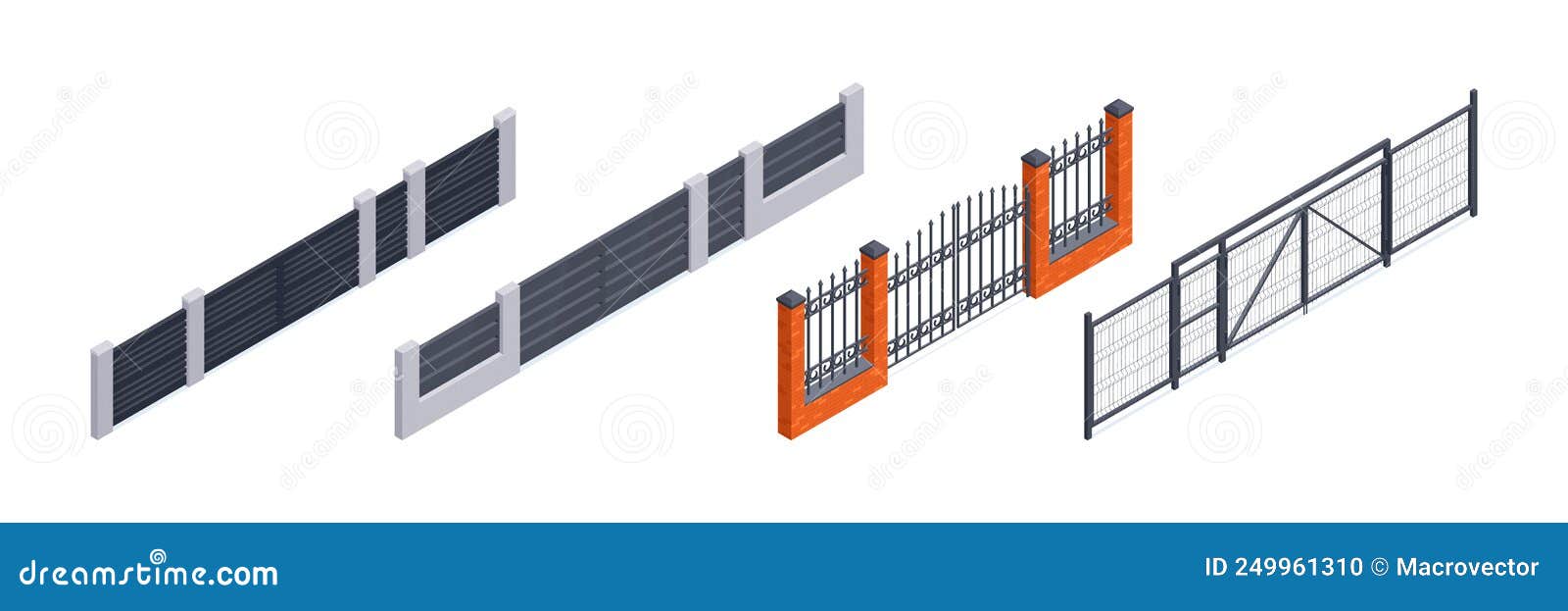 Isometric Gates Set stock vector. Illustration of stone - 249961310