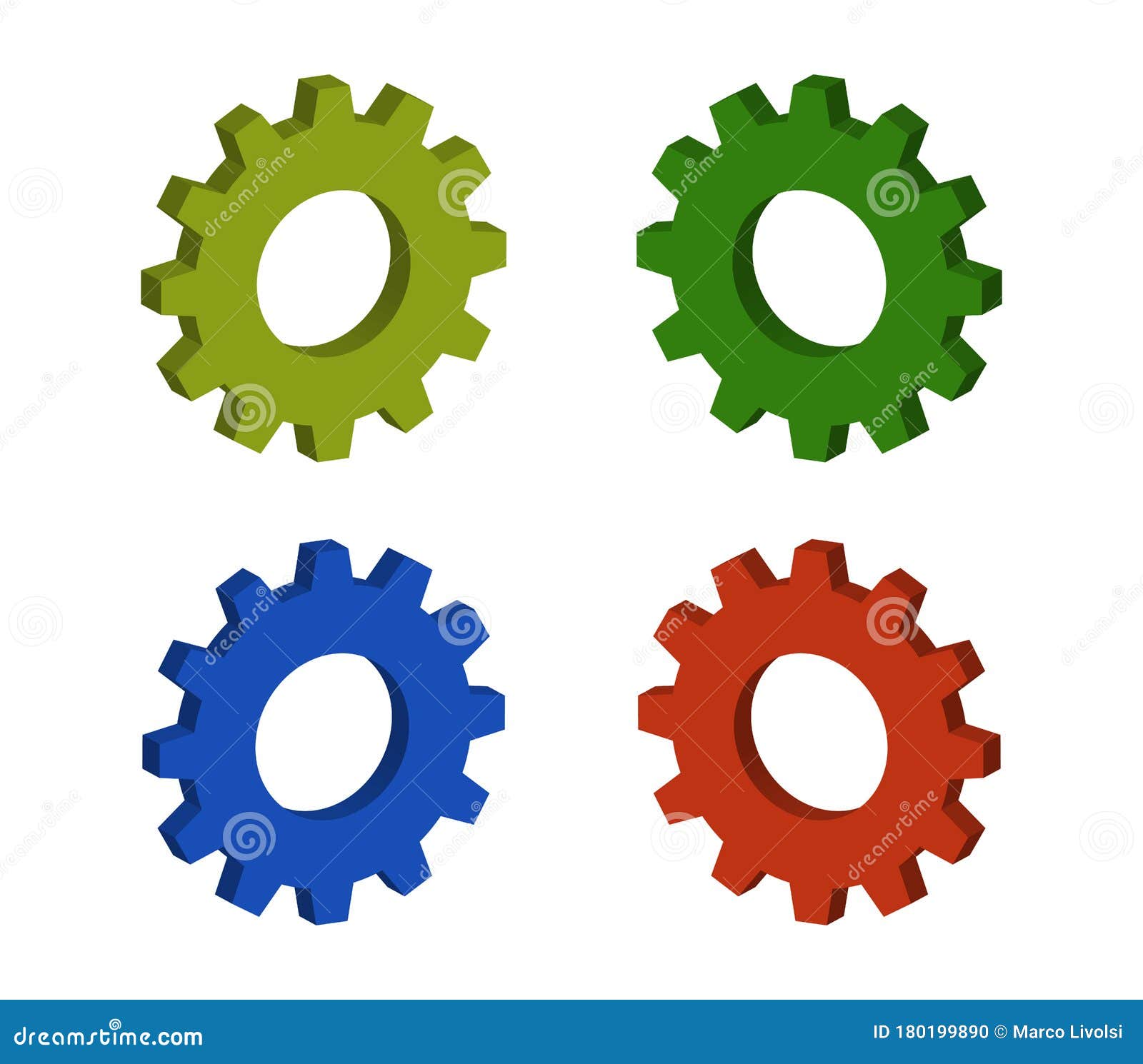 Isometric Gear Icon Illustrated in Vector on White Background Stock ...