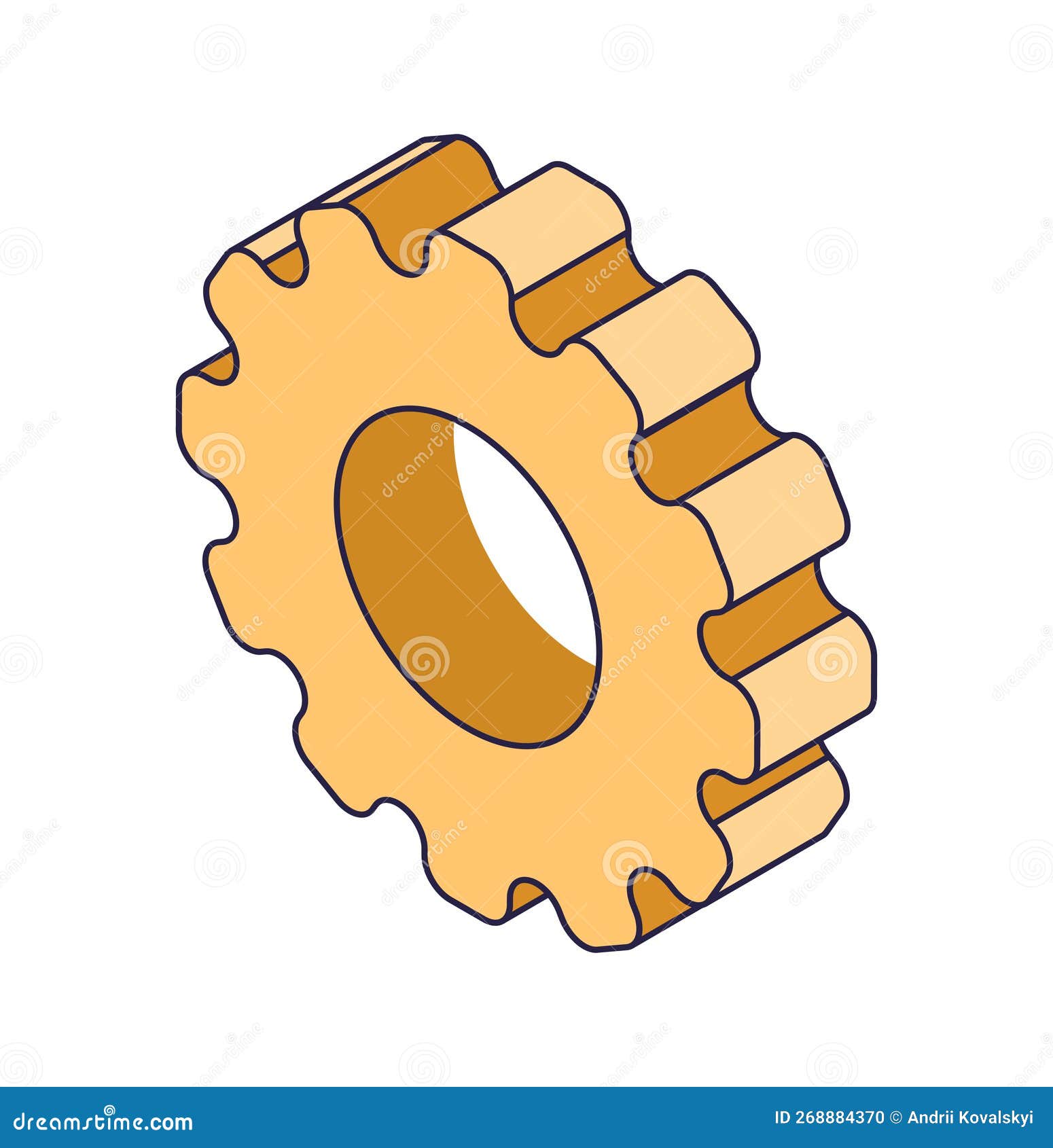 Isometric Gear Symbol. Gear Symbol Vector 3d Sign Isolated on White ...
