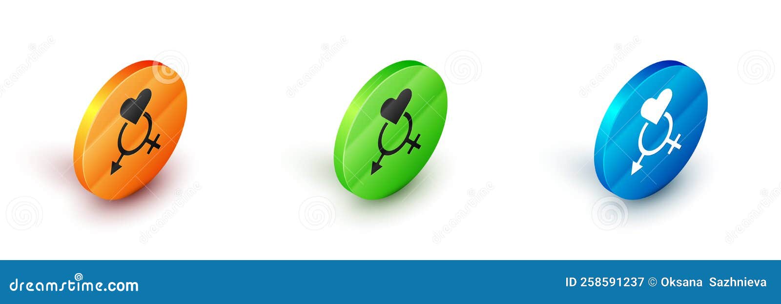 Isometric Gender Icon Isolated On White Background Symbols Of Men And Women Sex Symbol Circle