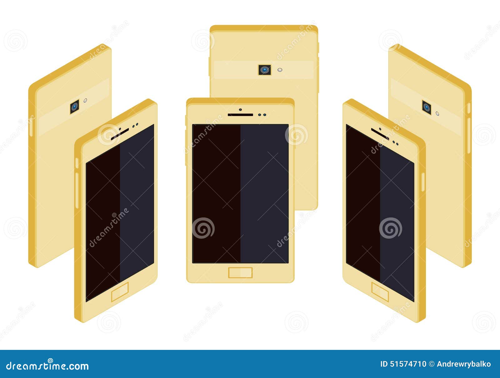 Isometric Generic Gold Smartphone Stock Vector - Illustration of device ...