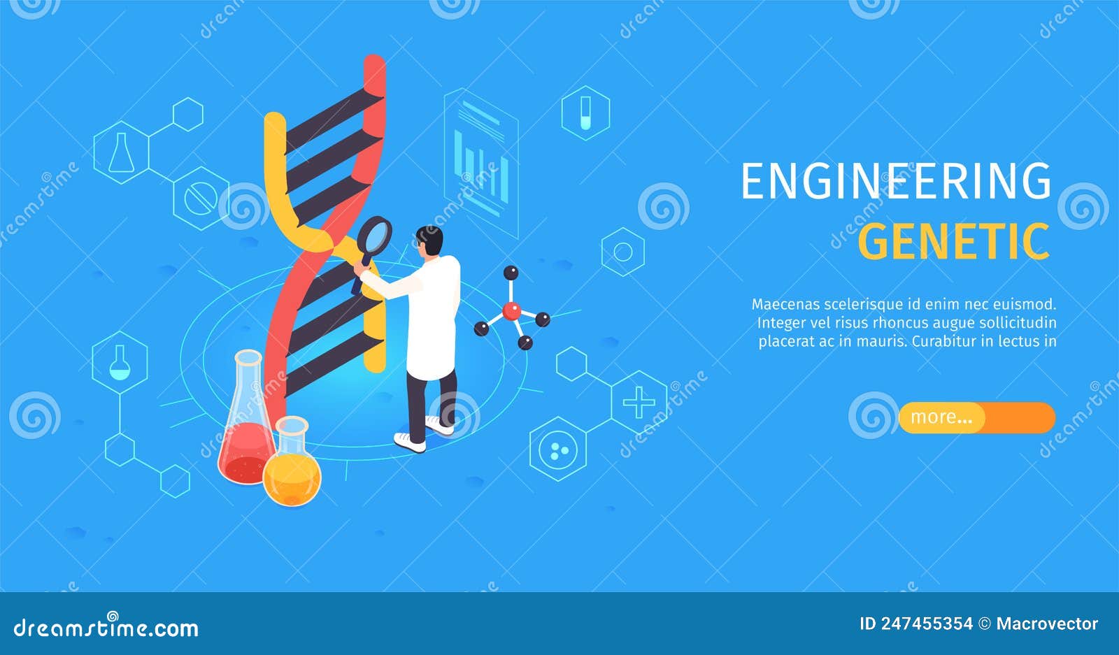 Isometric Genetic Engineering Banner Stock Illustration - Illustration ...